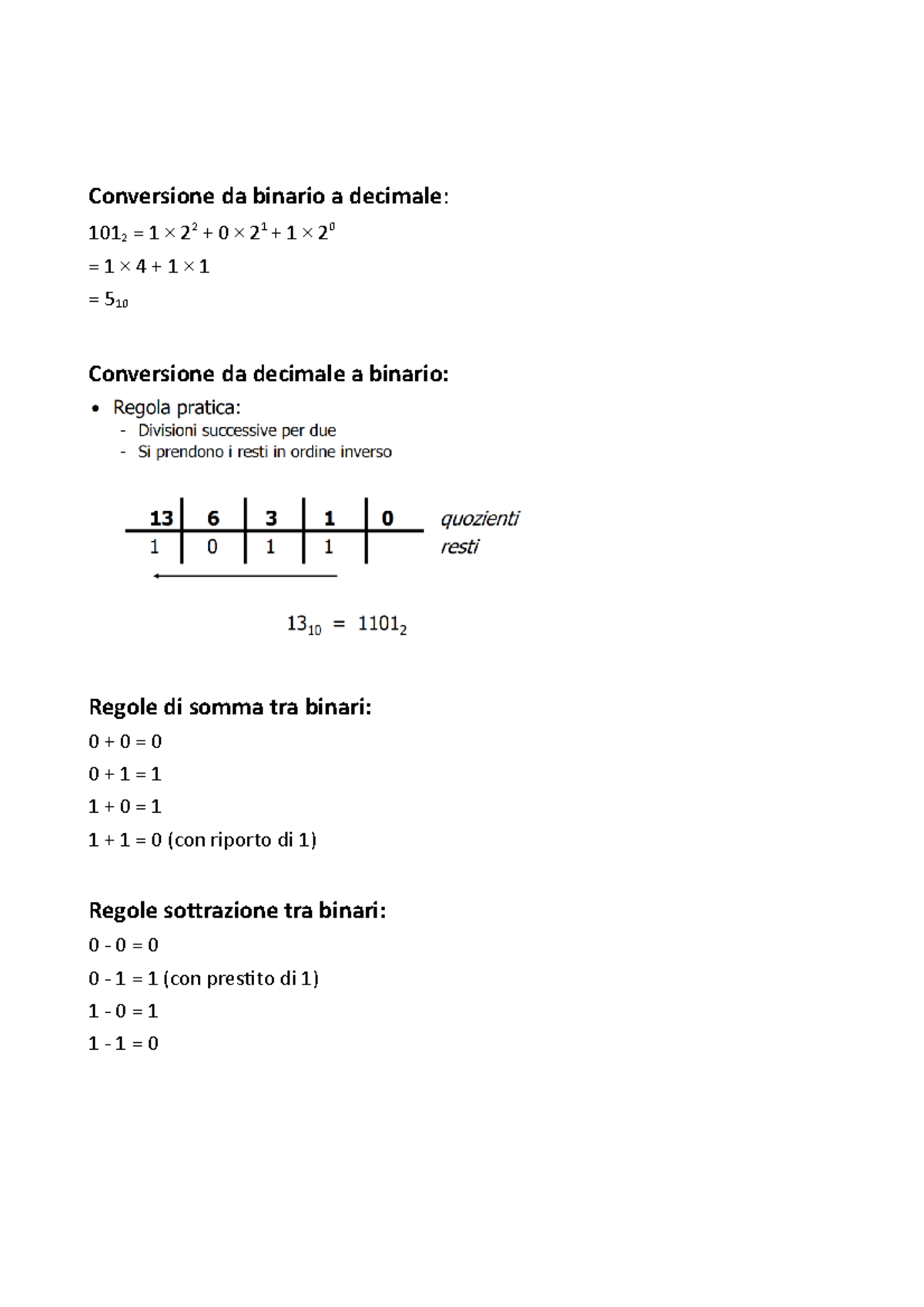 Conversione da binario a decimale - Ogni numero è composto da 3 bit (in ...