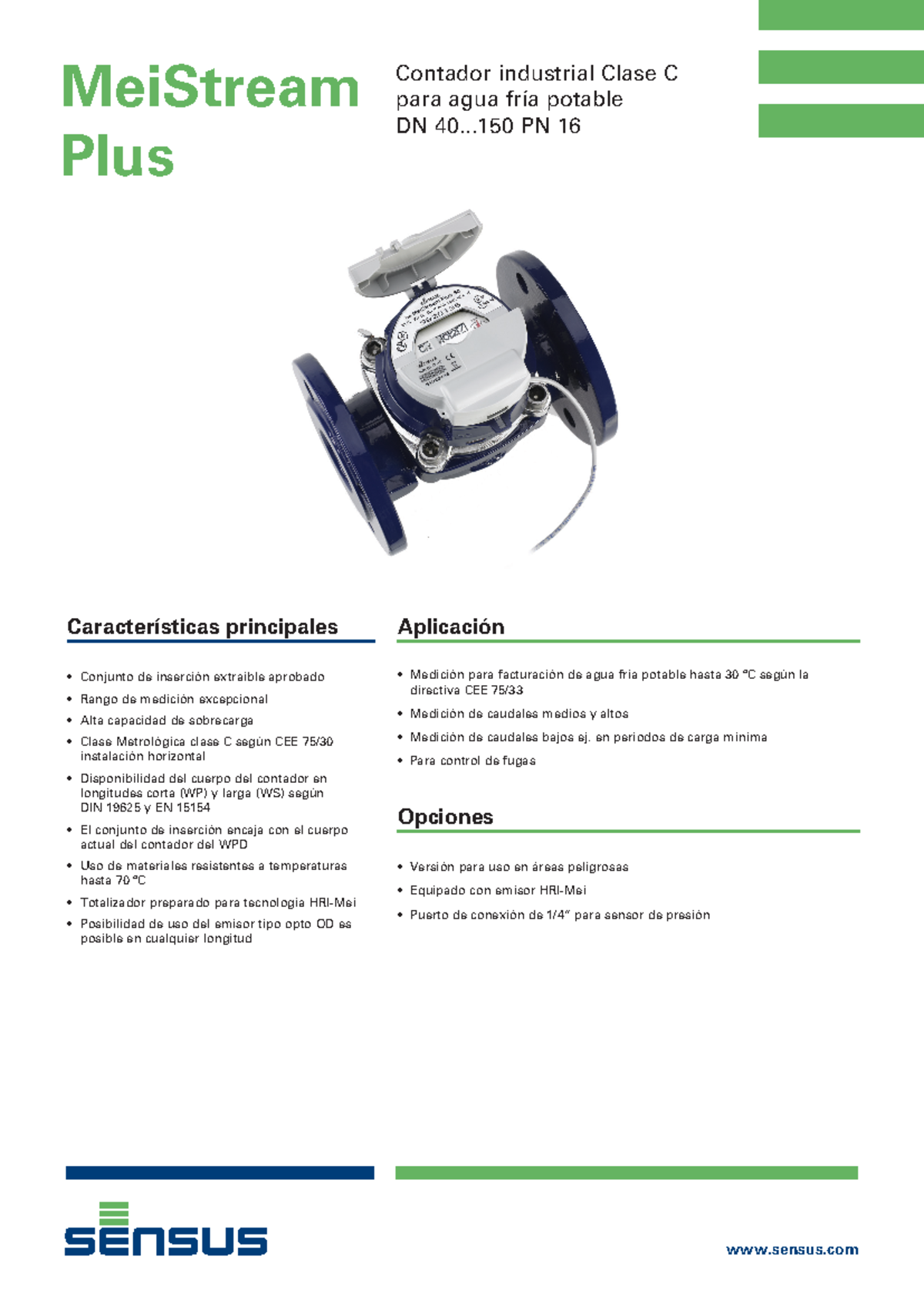 Catalogo Medidores Sensus - sensus MeiStream Plus Contador industrial Clase C para agua fría ...