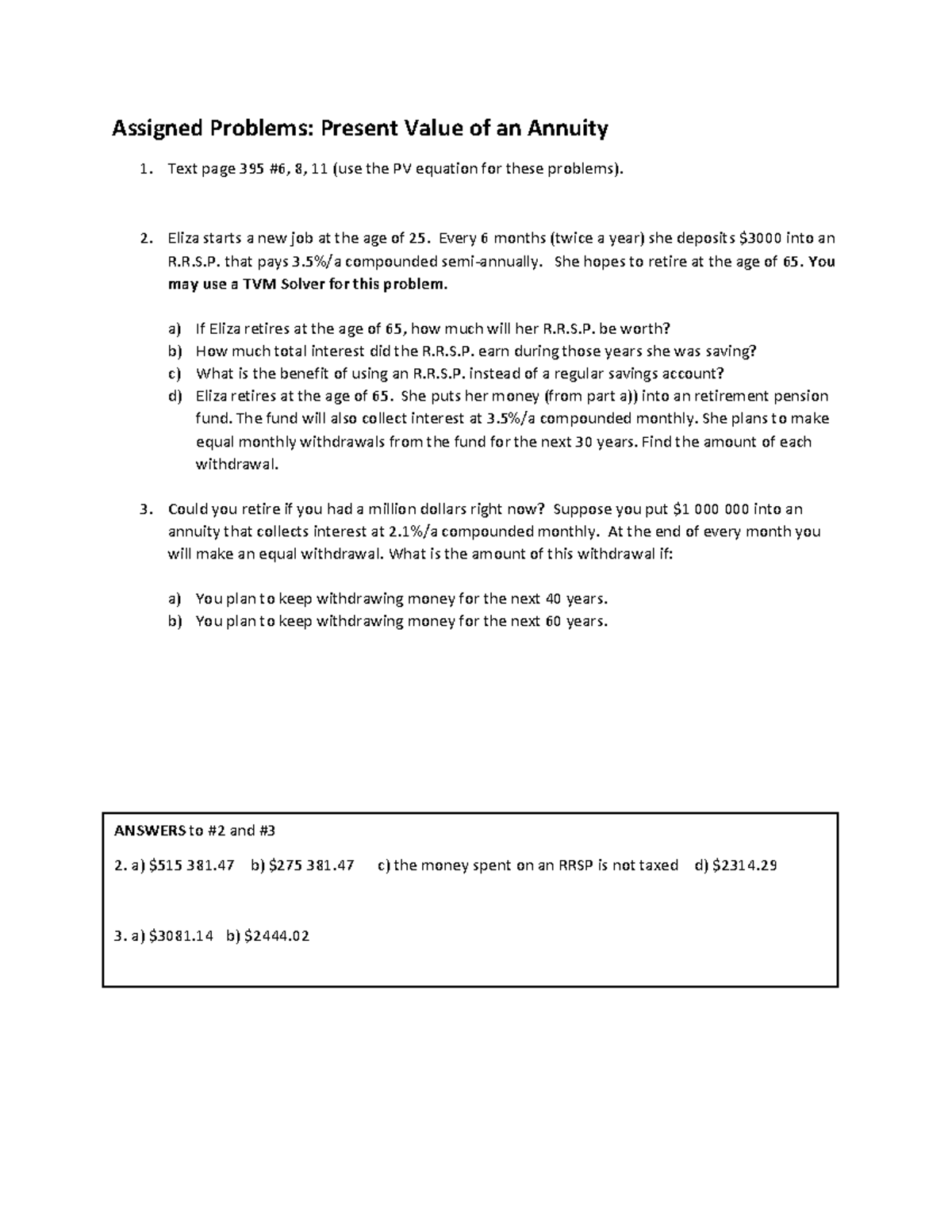 Assigned Problems - presnet value formula - Assigned Problems: Present ...
