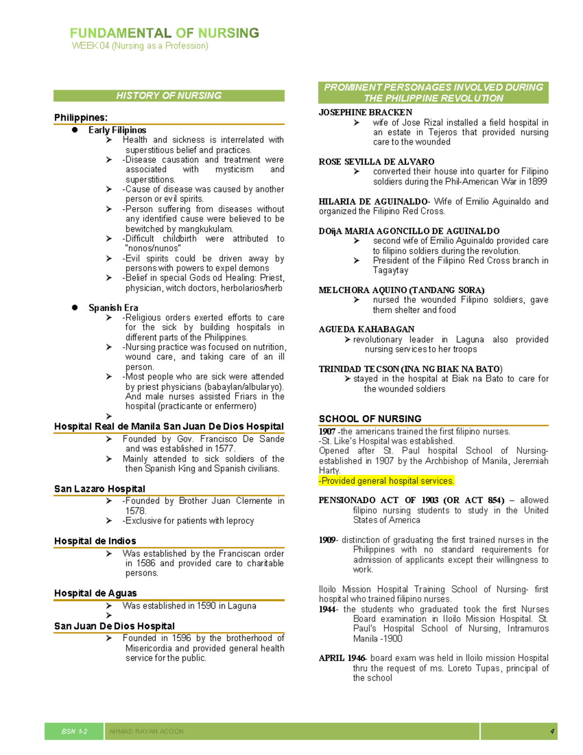 History OF Nursing - RETDEM - WEEK 04 (Nursing as a Profession) BSN 1-2 ...
