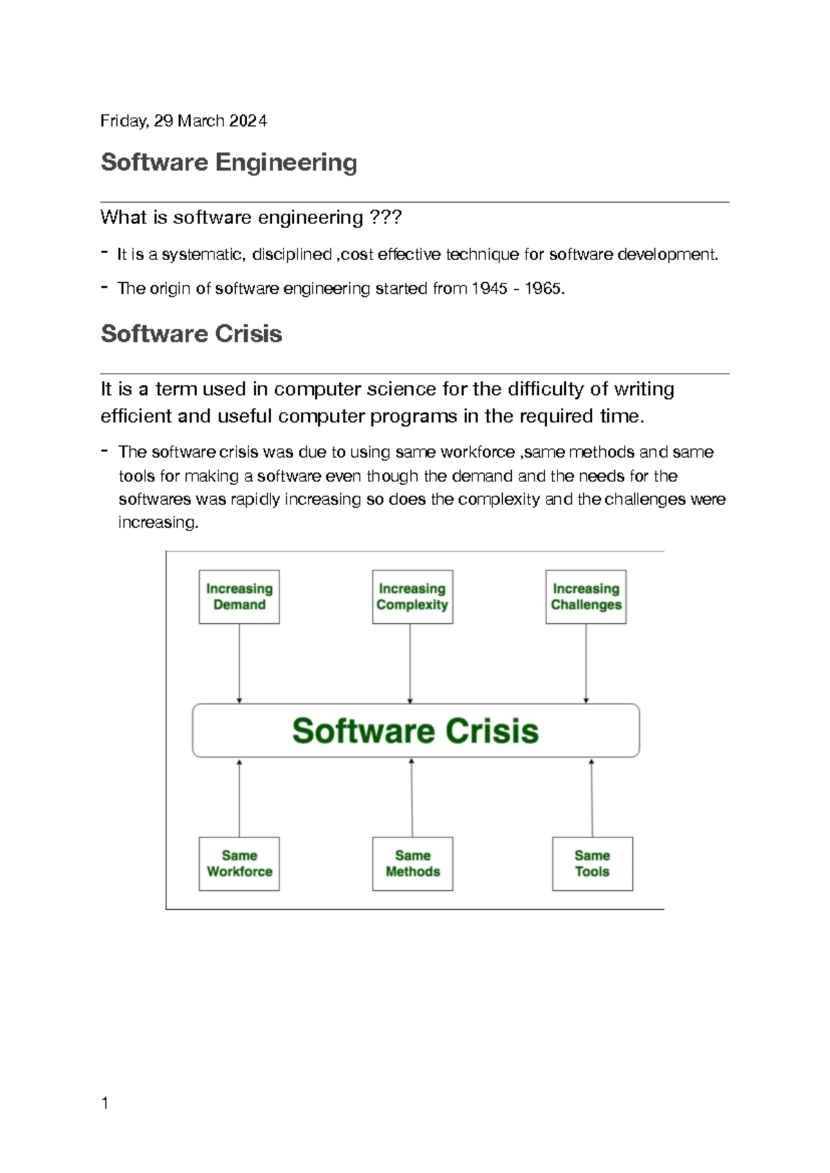 Software engineering Notes - Friday, 29 March 2024 Software Engineering ...