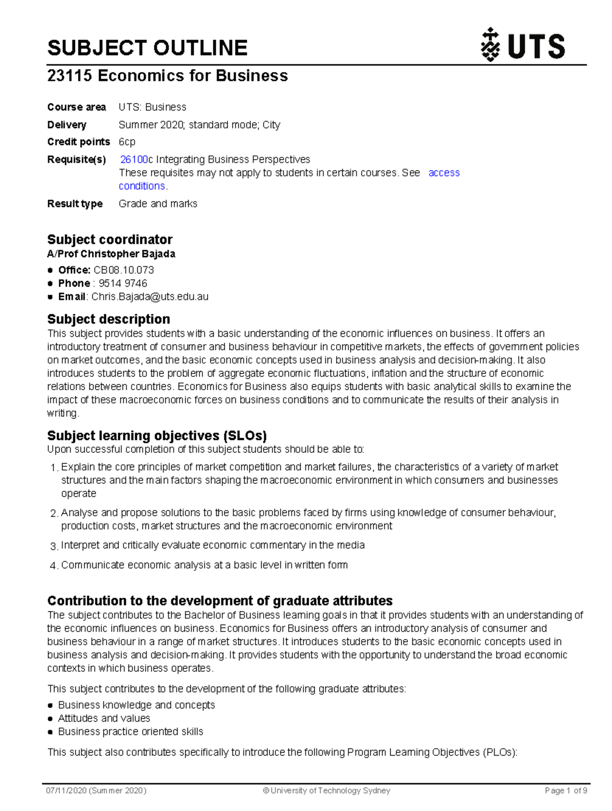 MPO subject outlineMPO subject outline - SUBJECT OUTLINE 23115 ...