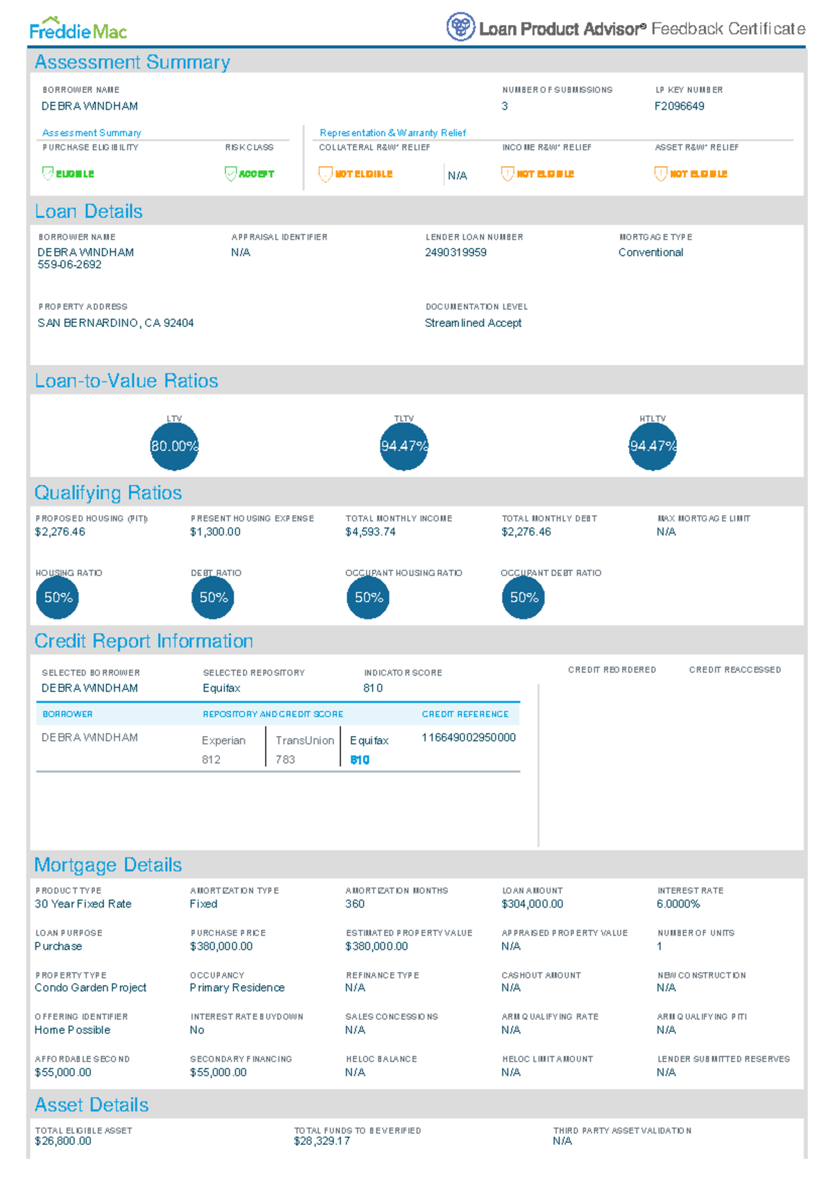 Full Feedback - Jdjdjxncm - Loan Product Advisor ® Feedback Certificate ...