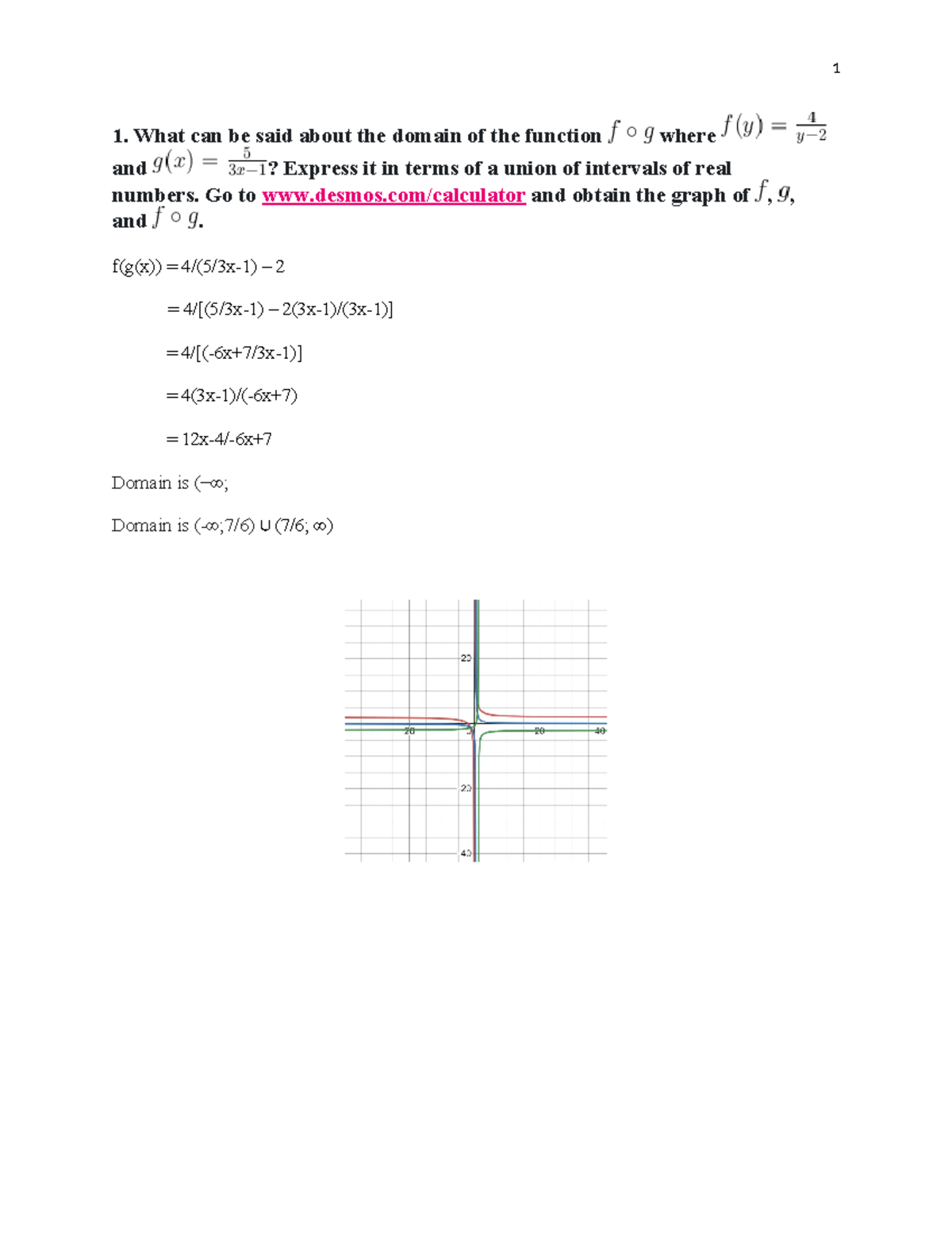 College Algebra Written Assignment Unit 4 - 1 1. What can be said about the domain of the ...