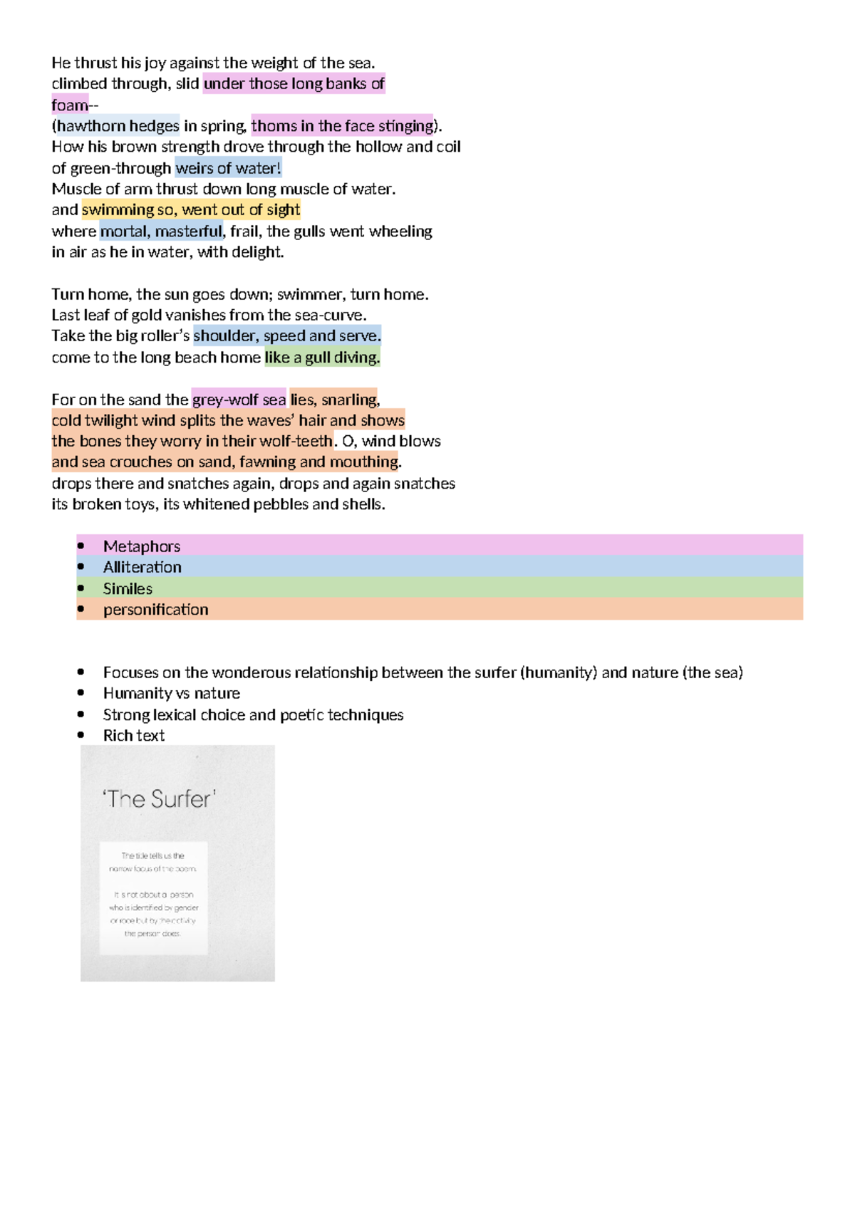 The surfer analysis - He thrust his joy against the weight of the sea ...