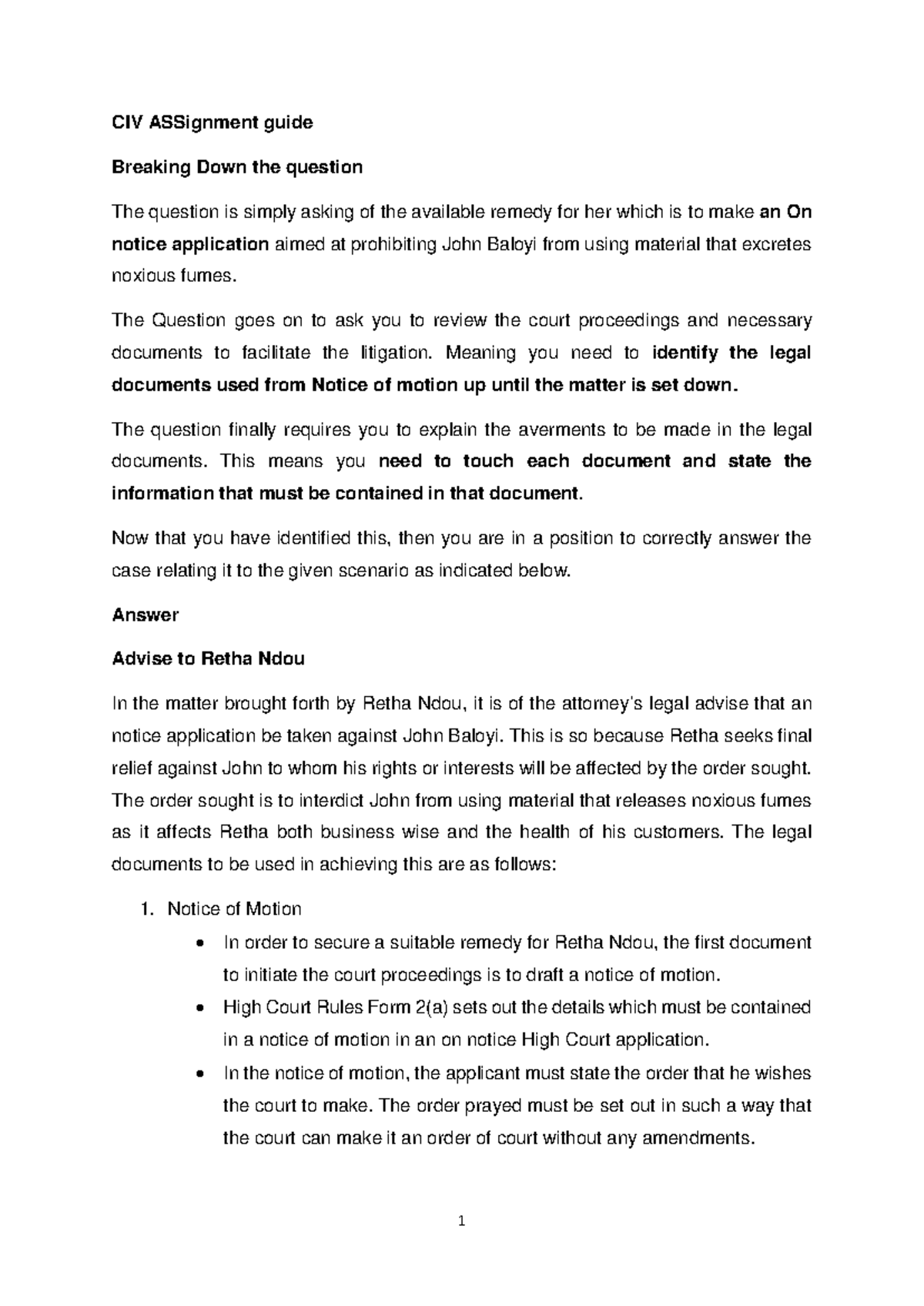 CIV ASSignment guide - CIV ASSignment guide Breaking Down the question The question is simply ...