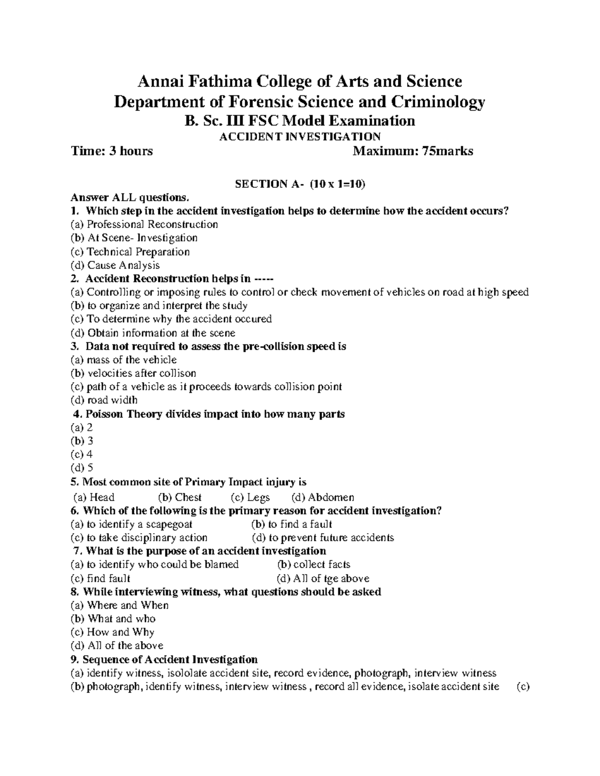 Accident Investigation model - Annai Fathima College of Arts and ...