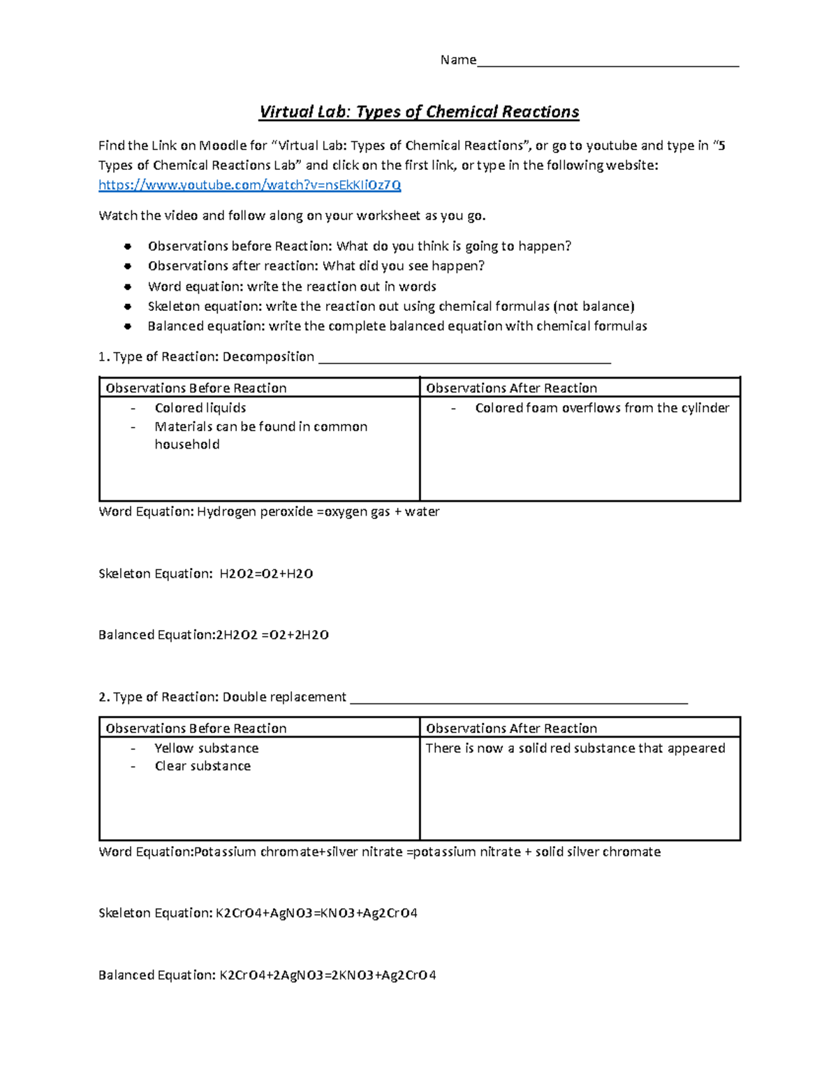 Copy of Virtual Lab - Types of Chemical Reactions - Virtual Lab: Types ...