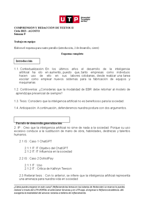 Modelo de esquema II - comprension y redaccion de textos - COMPRENSIÓN Y REDACCIÓN DE TEXTOS II ...