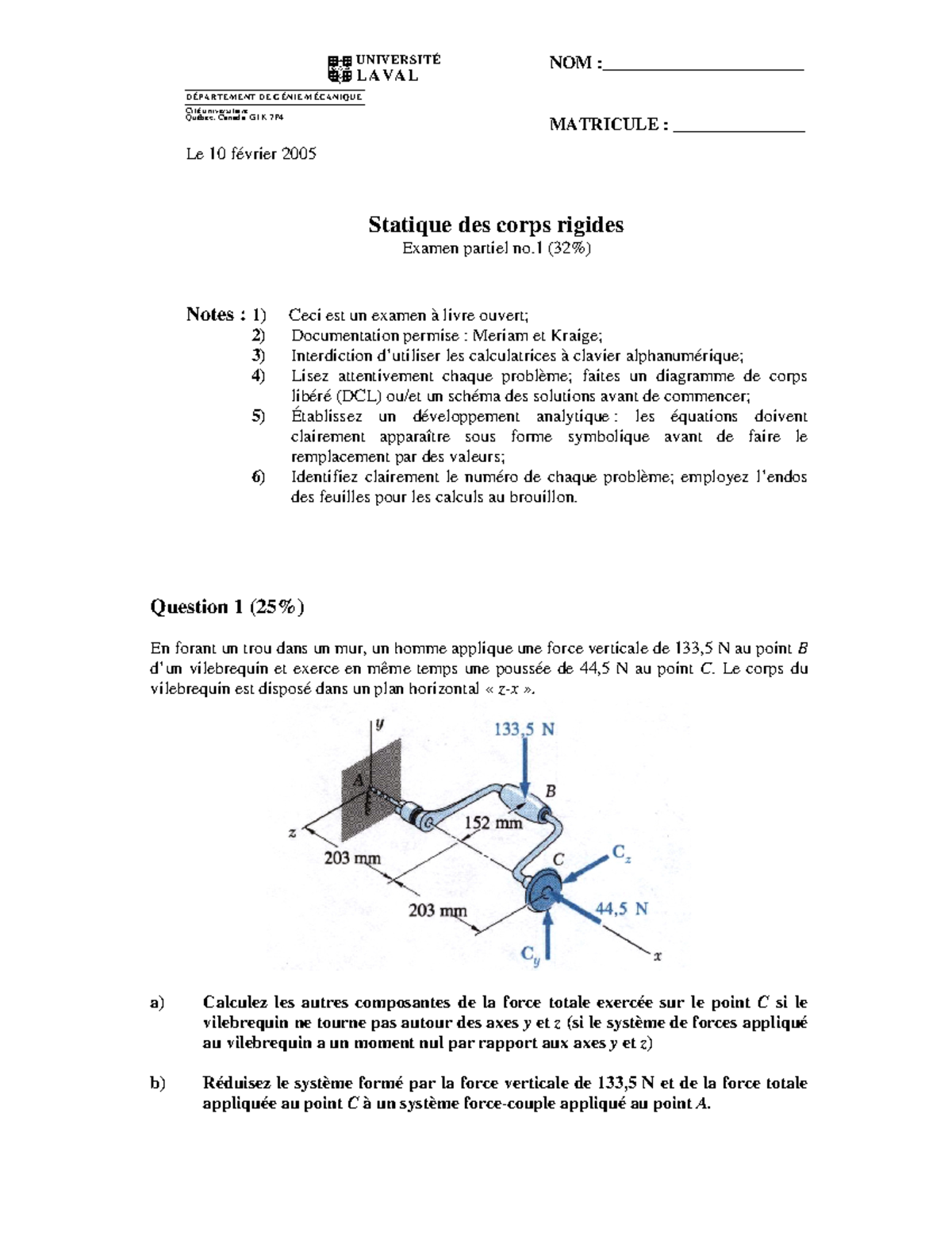 EX1H05S - Exemple d'examen - Cité universitaireQuébec, Canada G1K 7P ...
