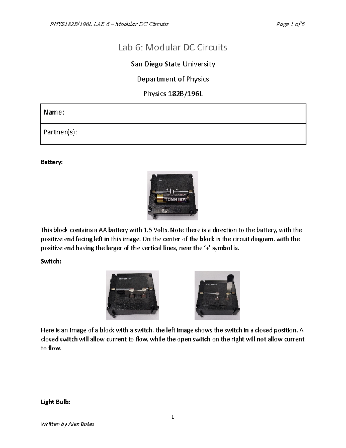 PHYS182B 196L Experiment 6 - Modular DC Circuits - Lab 6: Modular DC ...