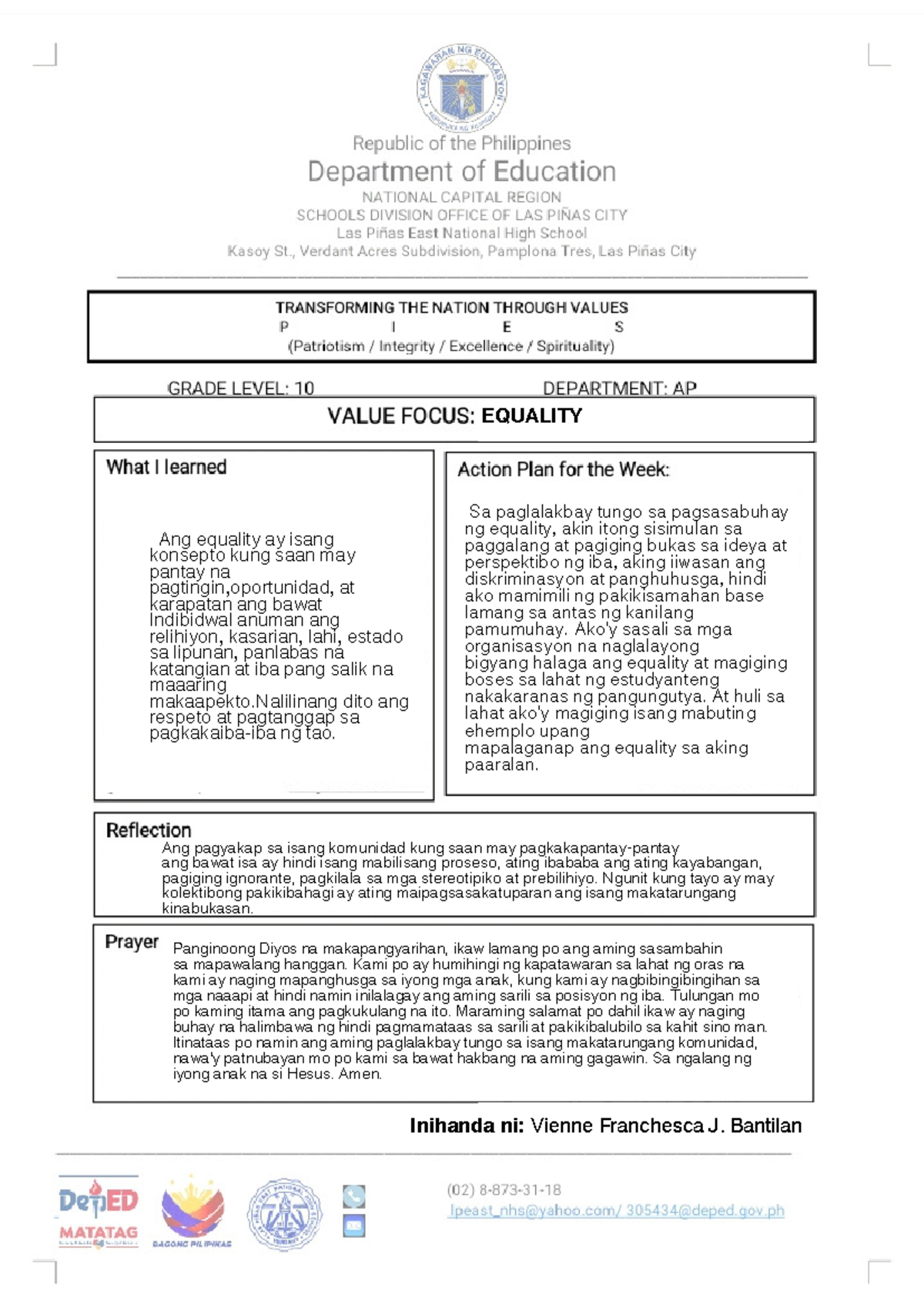 Value Focus - Equality - It's practice materials students can use in ...