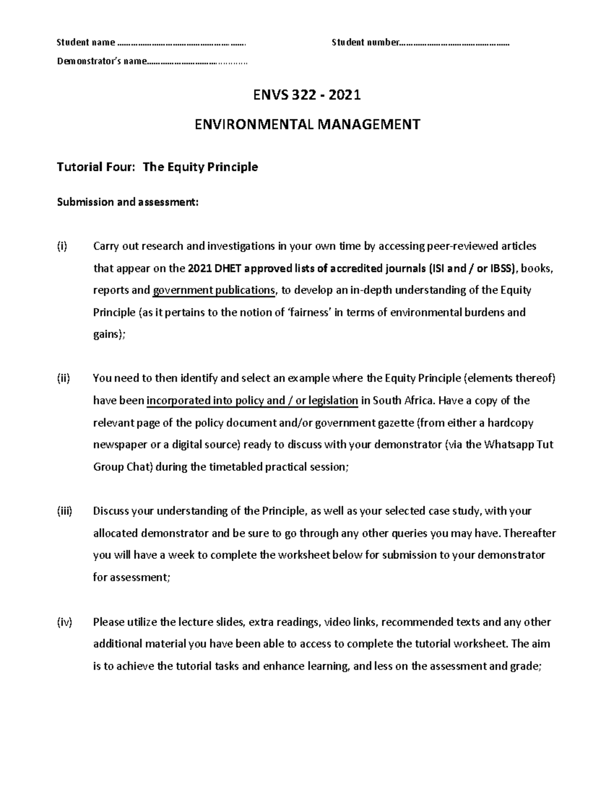 Practical 4 worksheet student handout - Demonstrator’s - Studocu