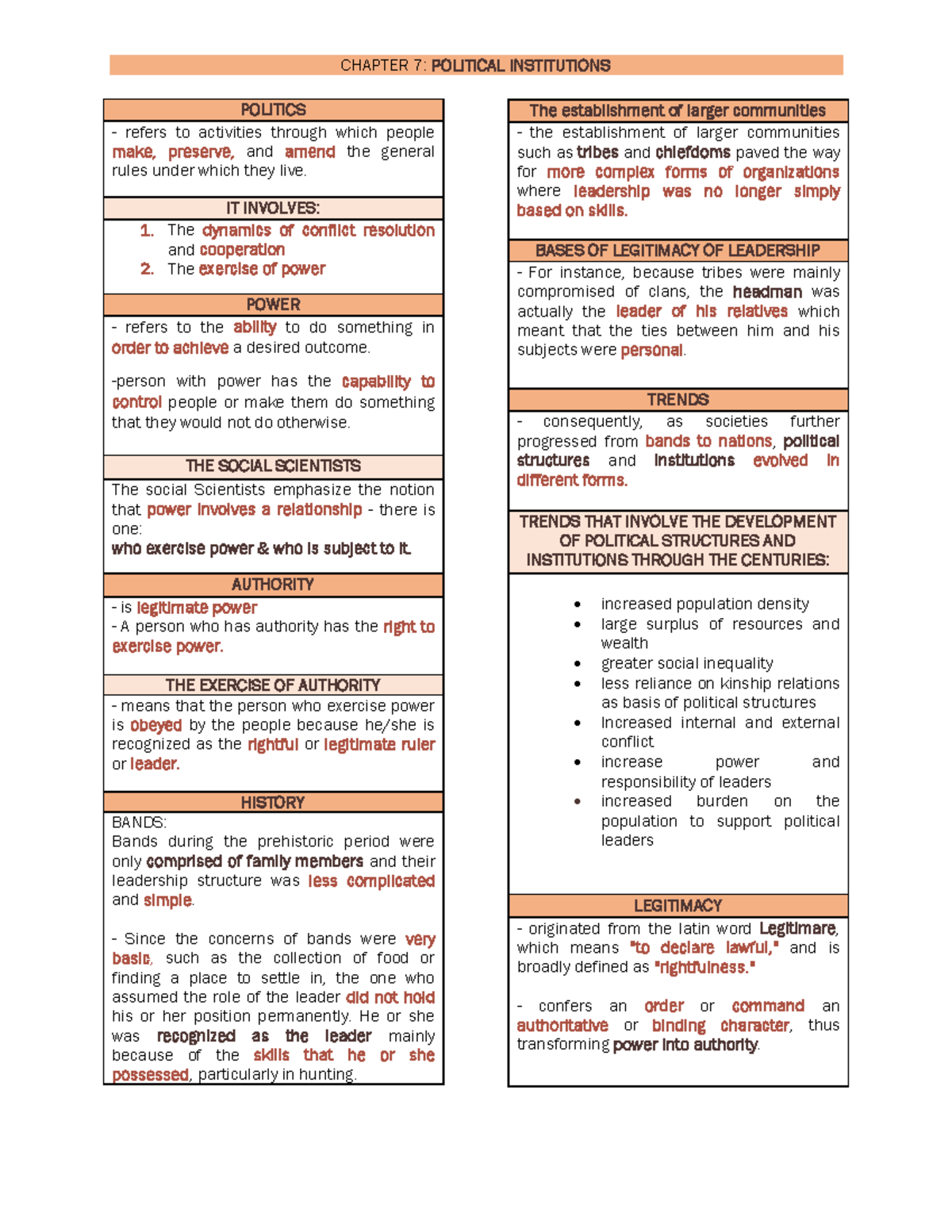 SSCI Chapter 7- Political Institutions - CHAPTER 7: POLITICAL ...
