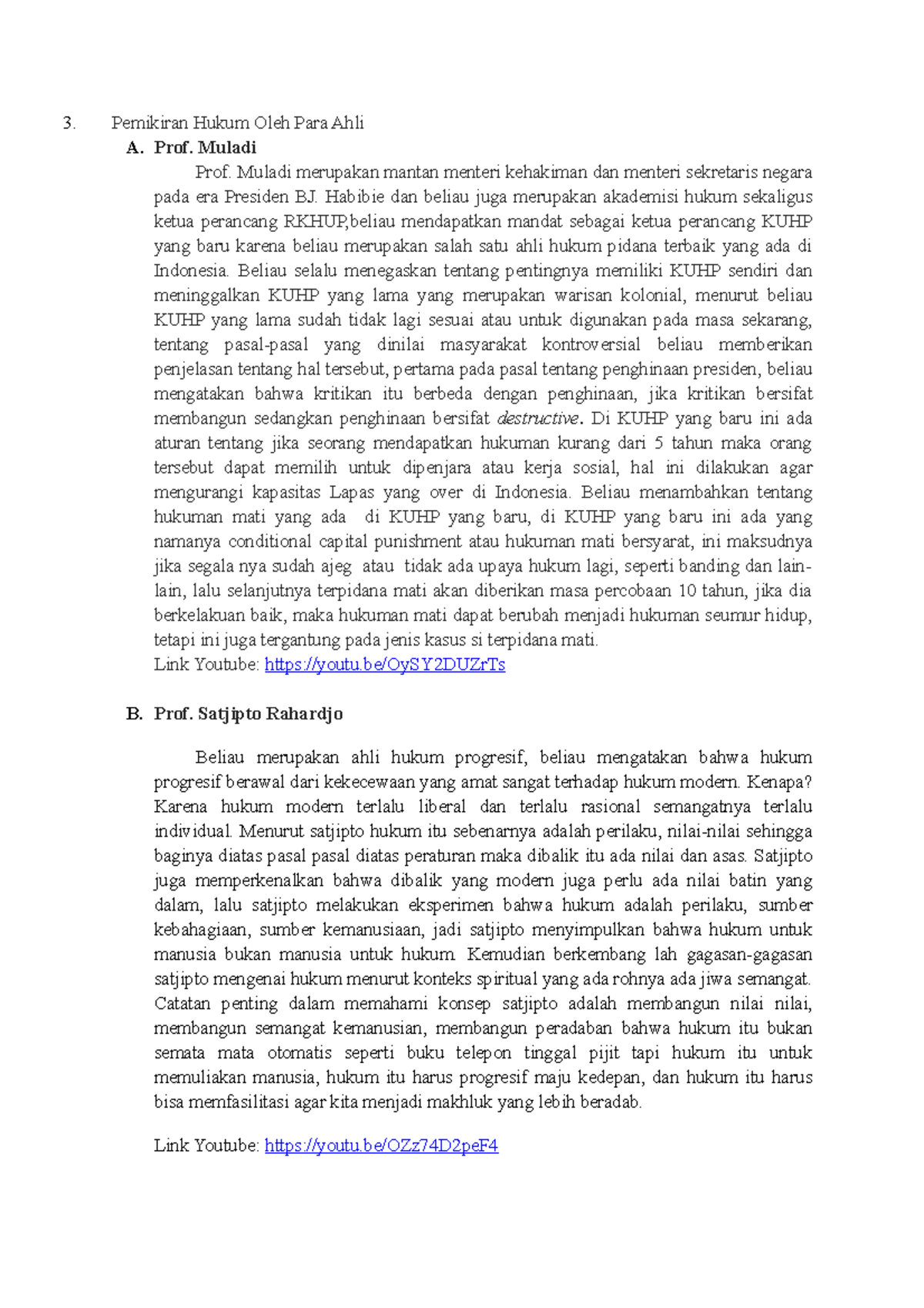 Catatan pih tentang pemikiran hukum oleh para ahli - Pemikiran Hukum Oleh Para Ahli A. Prof ...