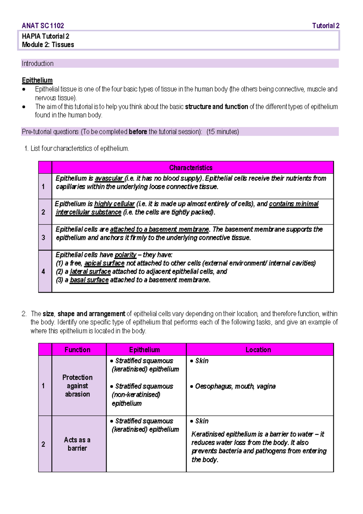 Hapia Tutorial 2 - Student Notes - Answers - HAPIA Tutorial 2 Module 2 ...