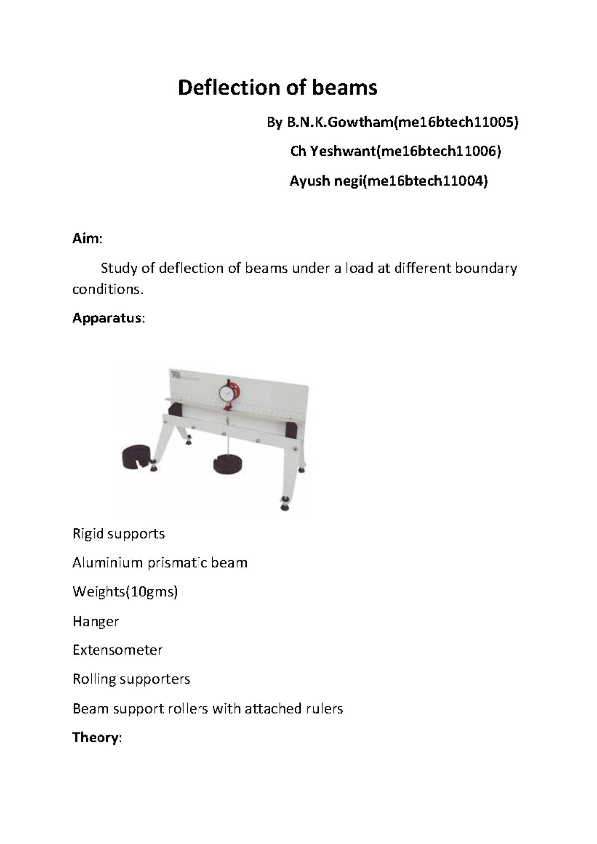 Beam deflection - Solid Mechanics Lab Records - Deflection of beams By ...