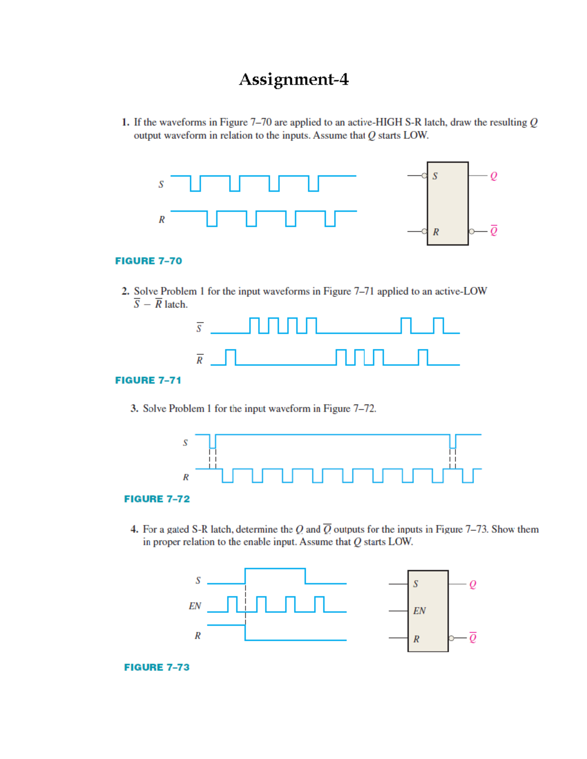 Assigment- 4 - assignment - Assignment- For the circuit in Figure -1, complete the timing ...