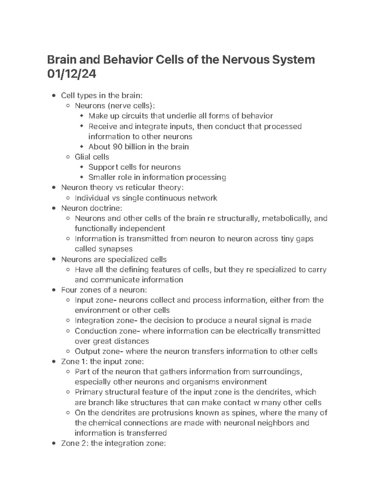 Cells of the Nervous System - Brain and Behavior - Studocu