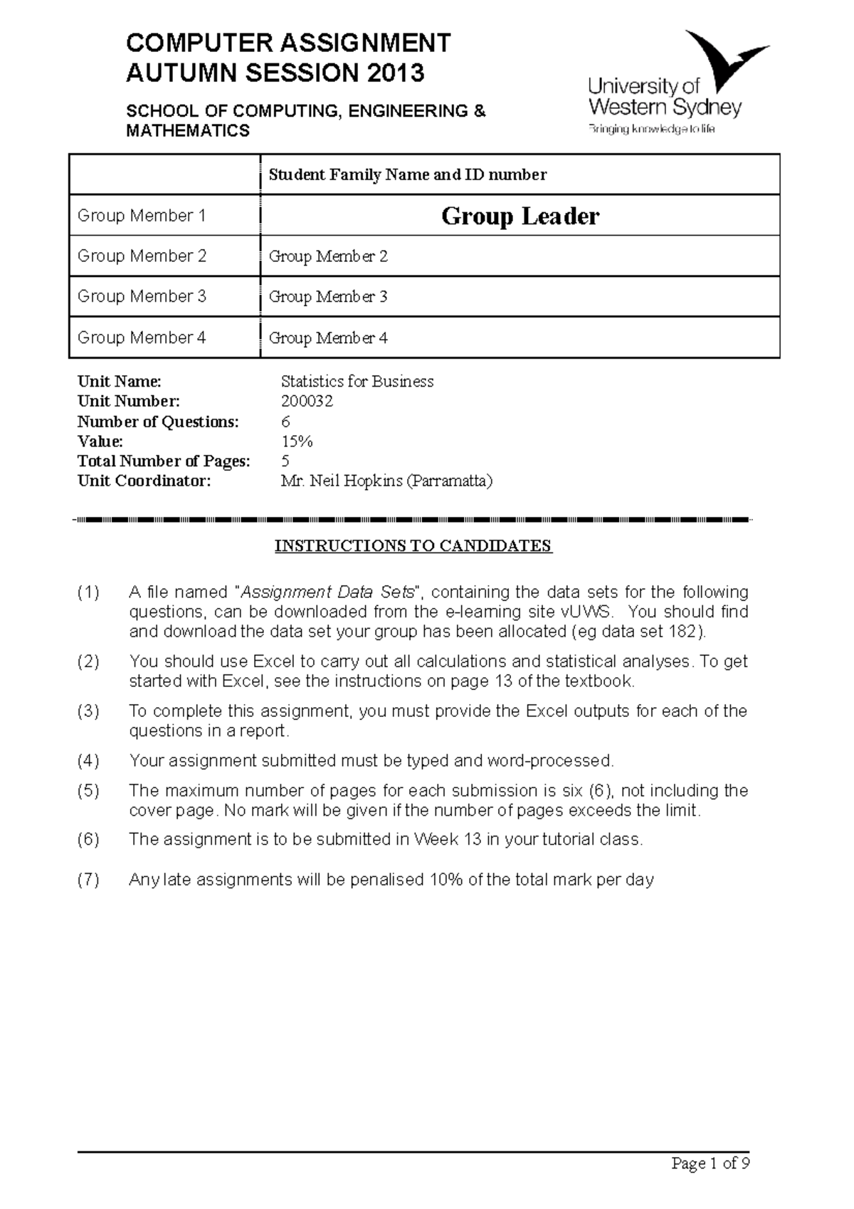 Assignment Autumn 2013 solution demo - COMPUTER ASSIGNMENT AUTUMN ...
