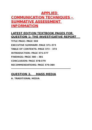 Applied Communications Summative Assignment - AQUILA KAMANGA ST APPLIED ...