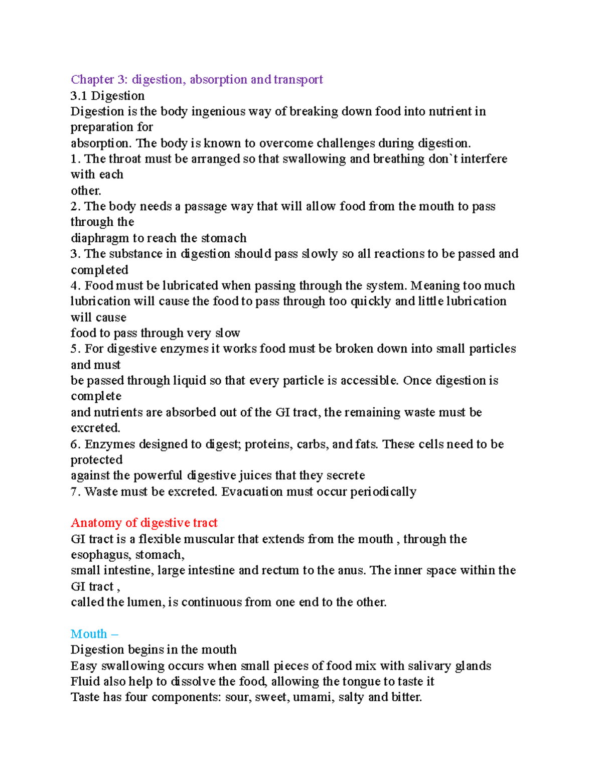 Food and nutrition chapter 3; 1070 - Chapter 3: digestion, absorption ...