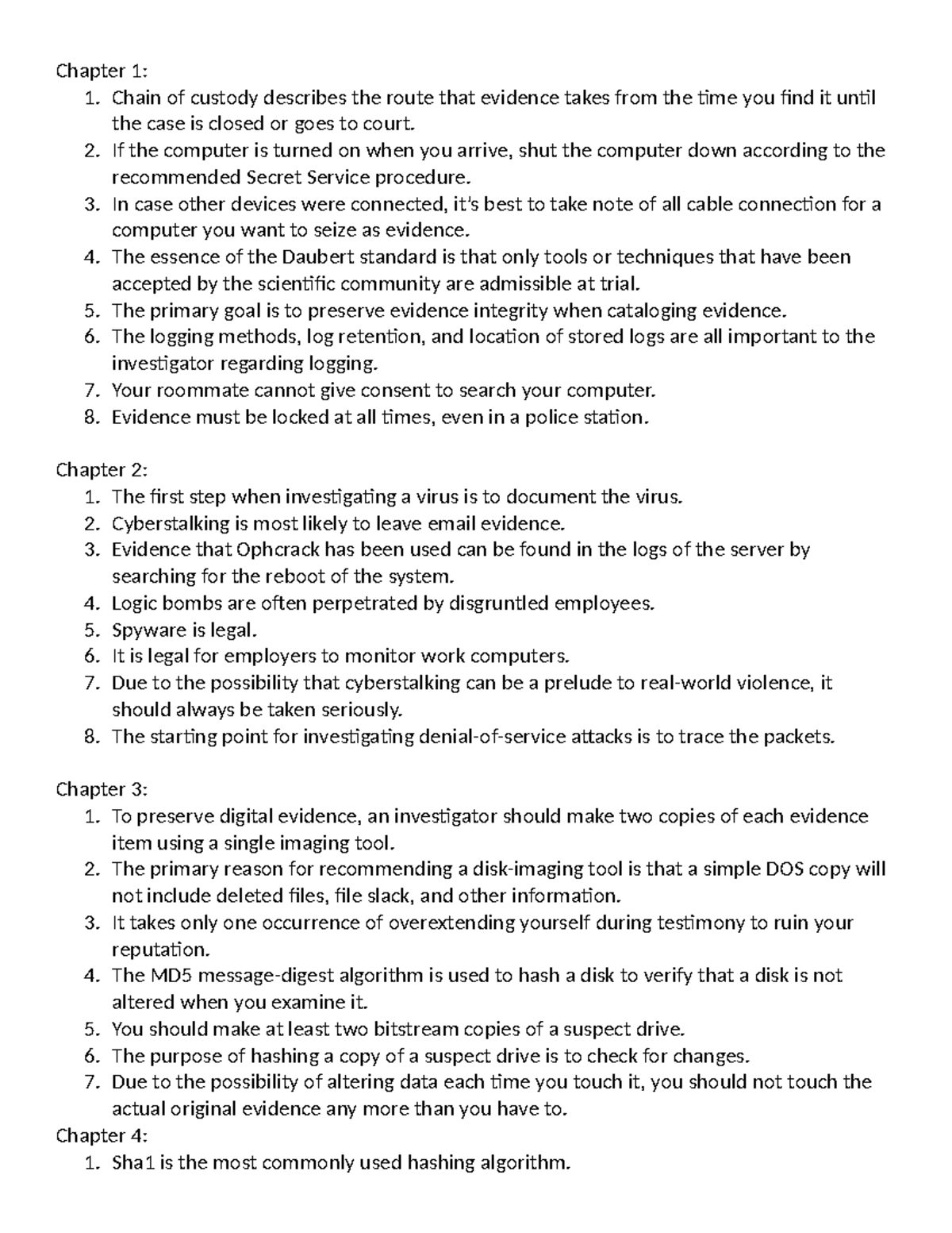 Chapter Assessments Q&A Notes Complete - Chapter 1: 1. Chain of custody ...