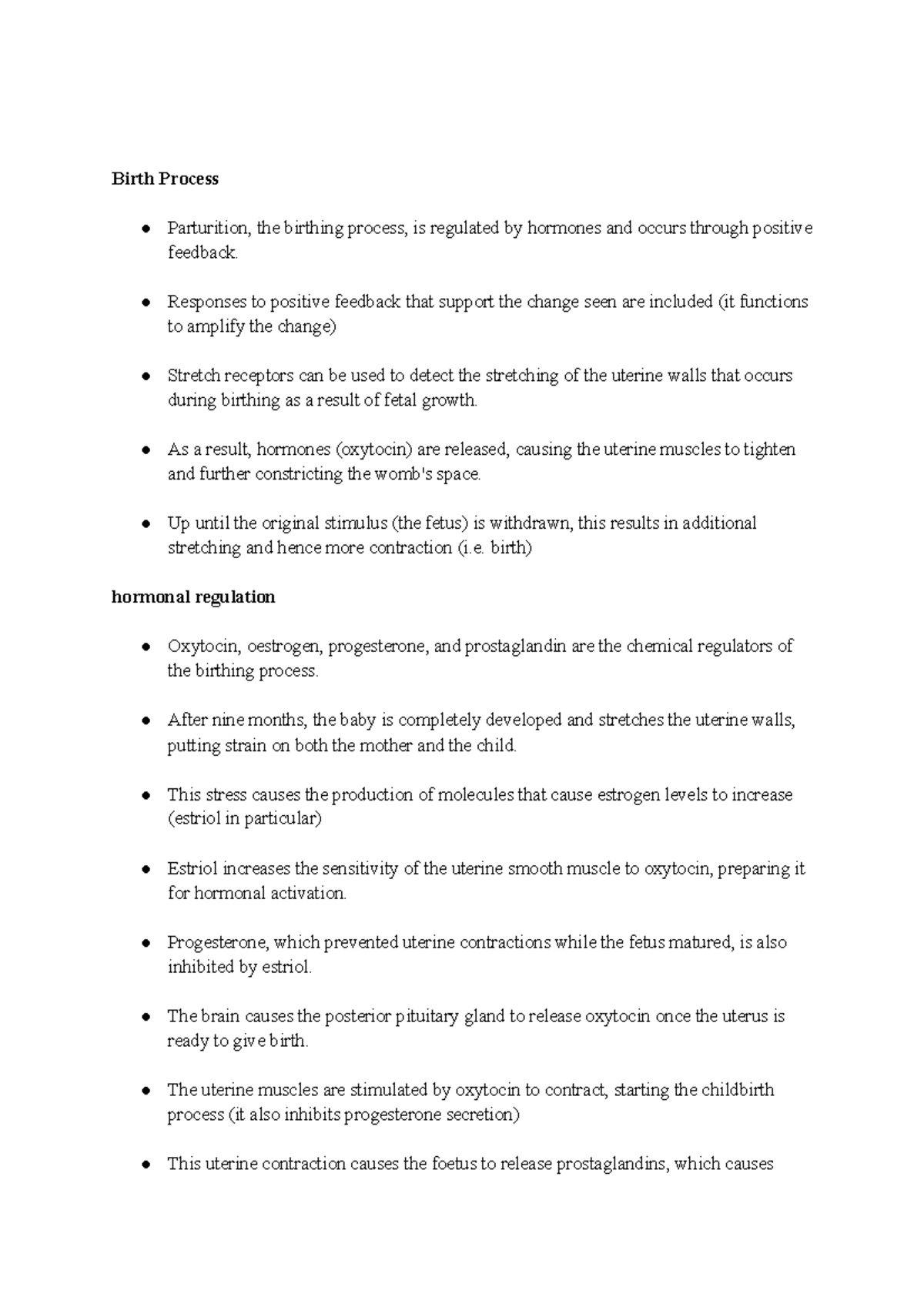 Birth Process - Birth Process Parturition, the birthing process, is ...