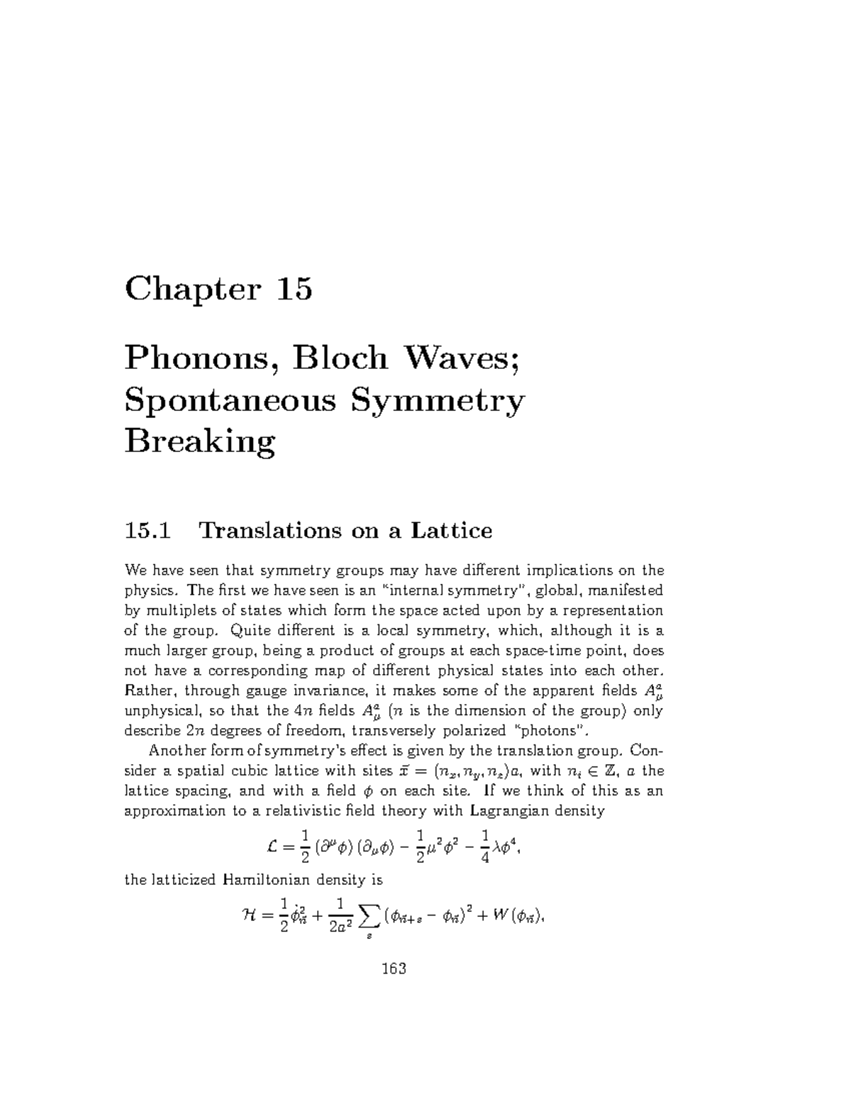 Bloch SSB - Physics 618 - Chapter 15 Phonons, Bloch Waves; Spontaneous ...