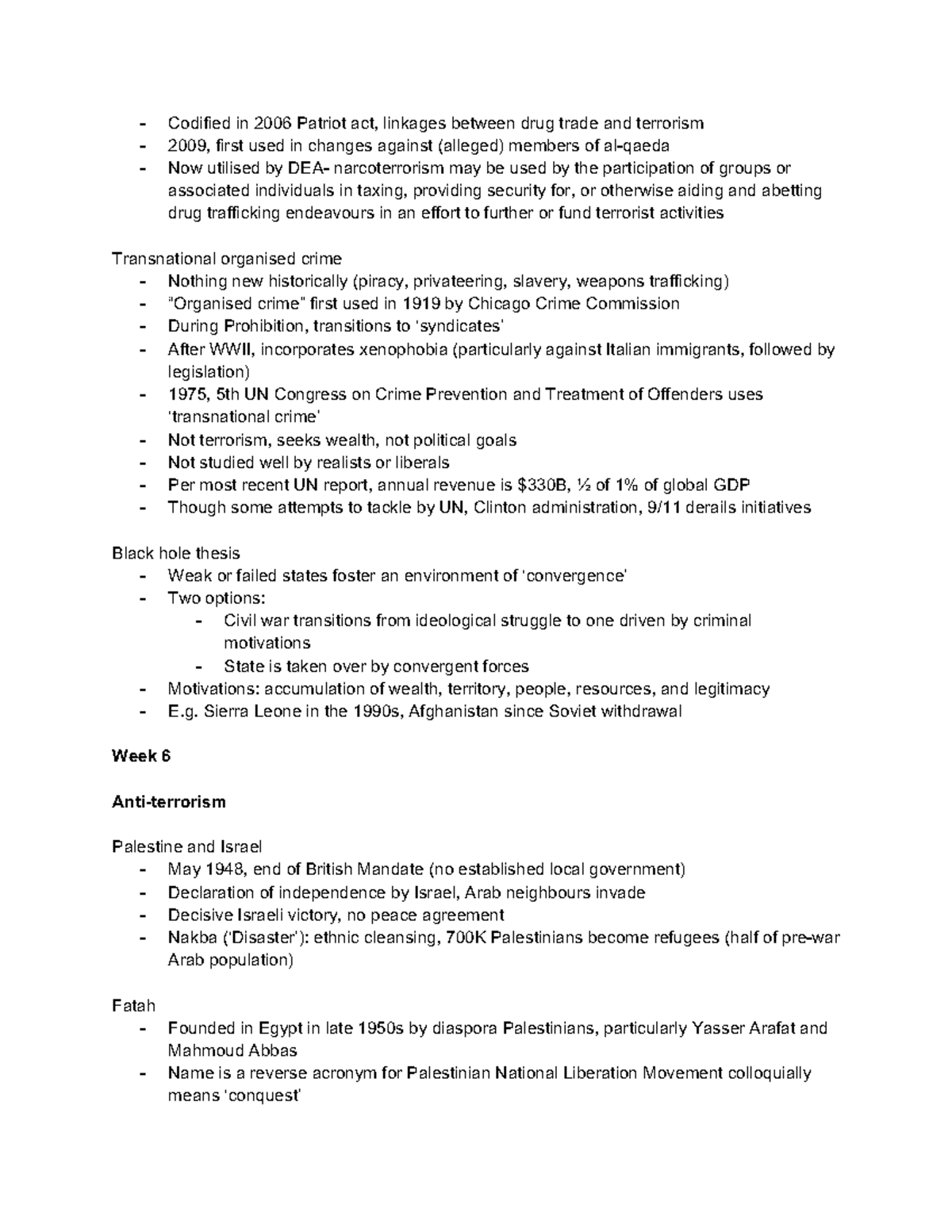 Terror and terrorism notes 20 - Codified in 2006 Patriot act, linkages ...