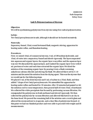 Lab Report 03 - Experimental Organic Chemistry: a Miniscale and ...