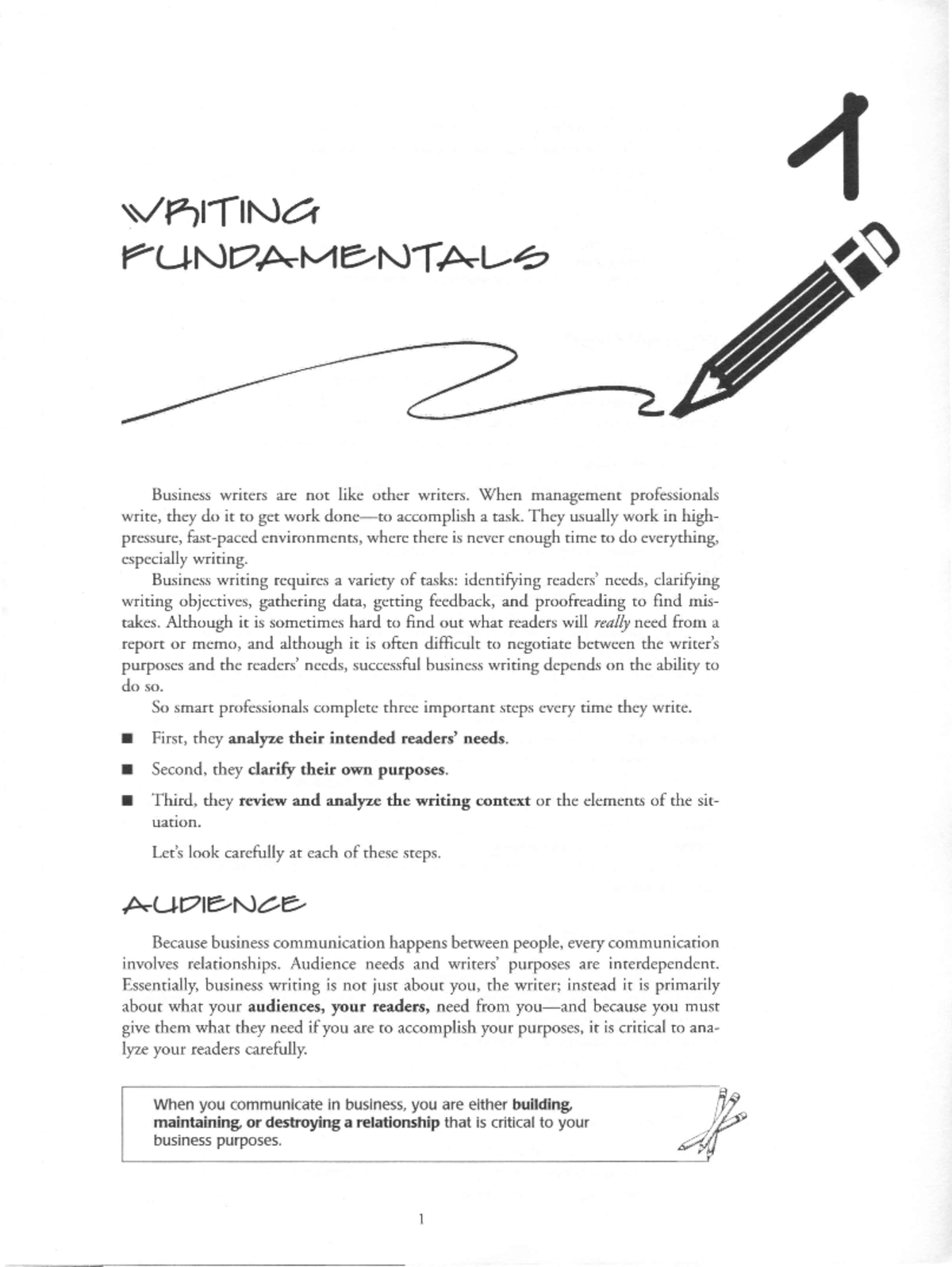 Writing Fundamentals (IBW, Ch. 1) - ECON365 - Studocu