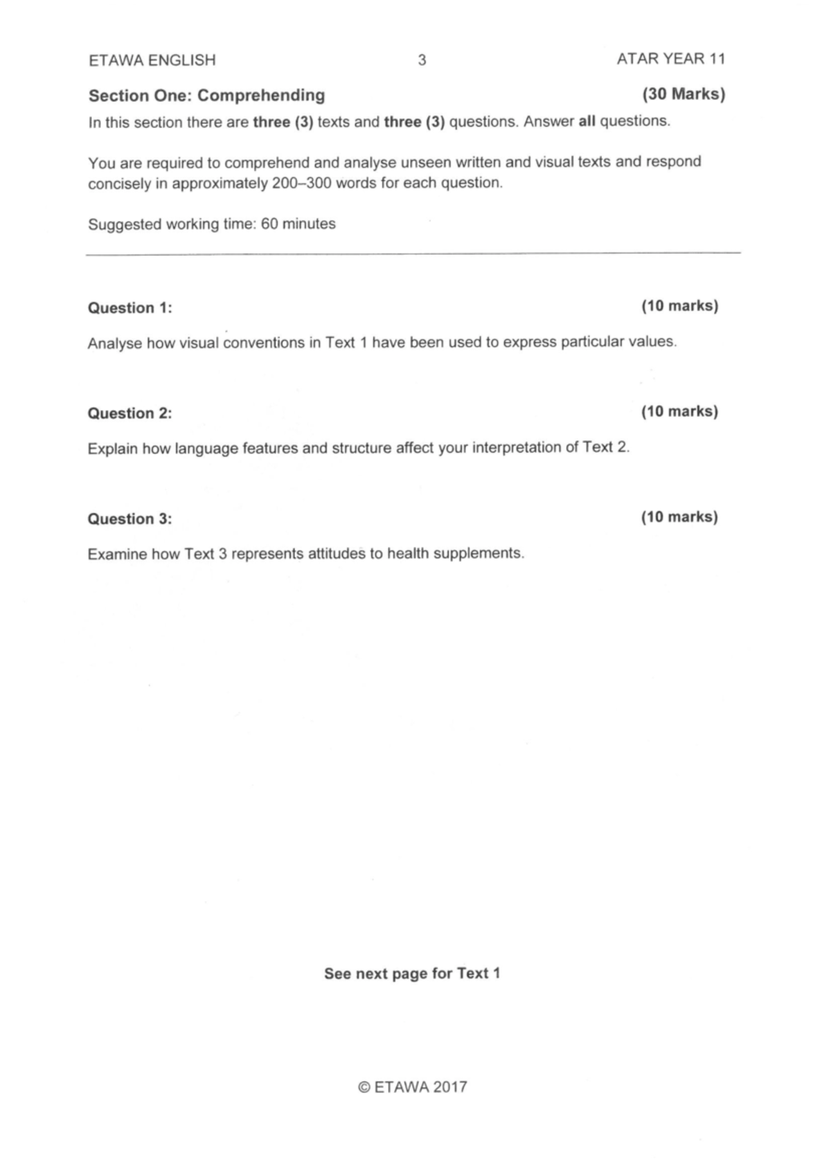 ETA Year 11 ATAR English Sem 2 Exam 2017 - EH 266 - Studocu