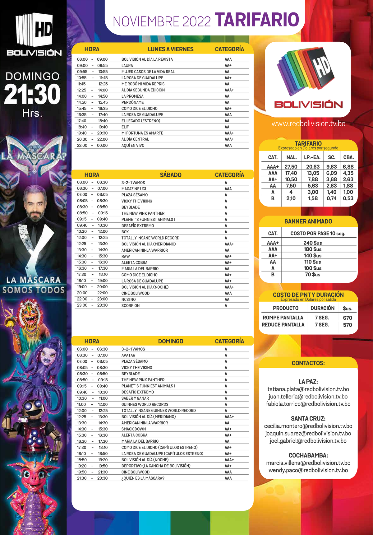 Tarifario Noviembre 2022 - NOVIEMBRE 2022 TARIFARIO A A A A A A A A A A ...