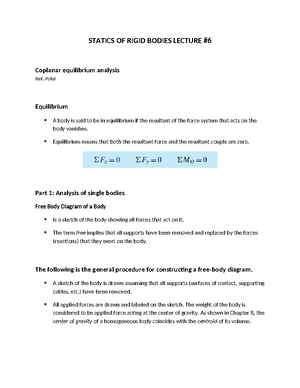 Final- Statics- Lecture-12 - STATICS OF RIGID BODIES LECTURE Moment of inertia Moment of inertia ...