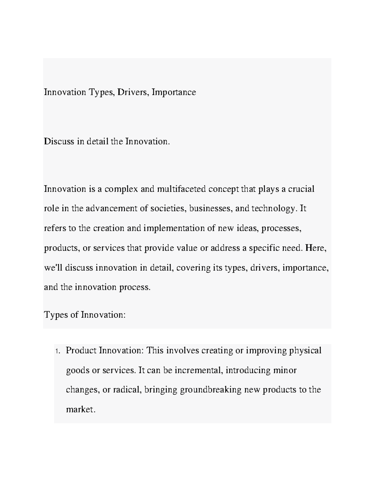 Innovation Types - Innovation is a complex and multifaceted concept ...