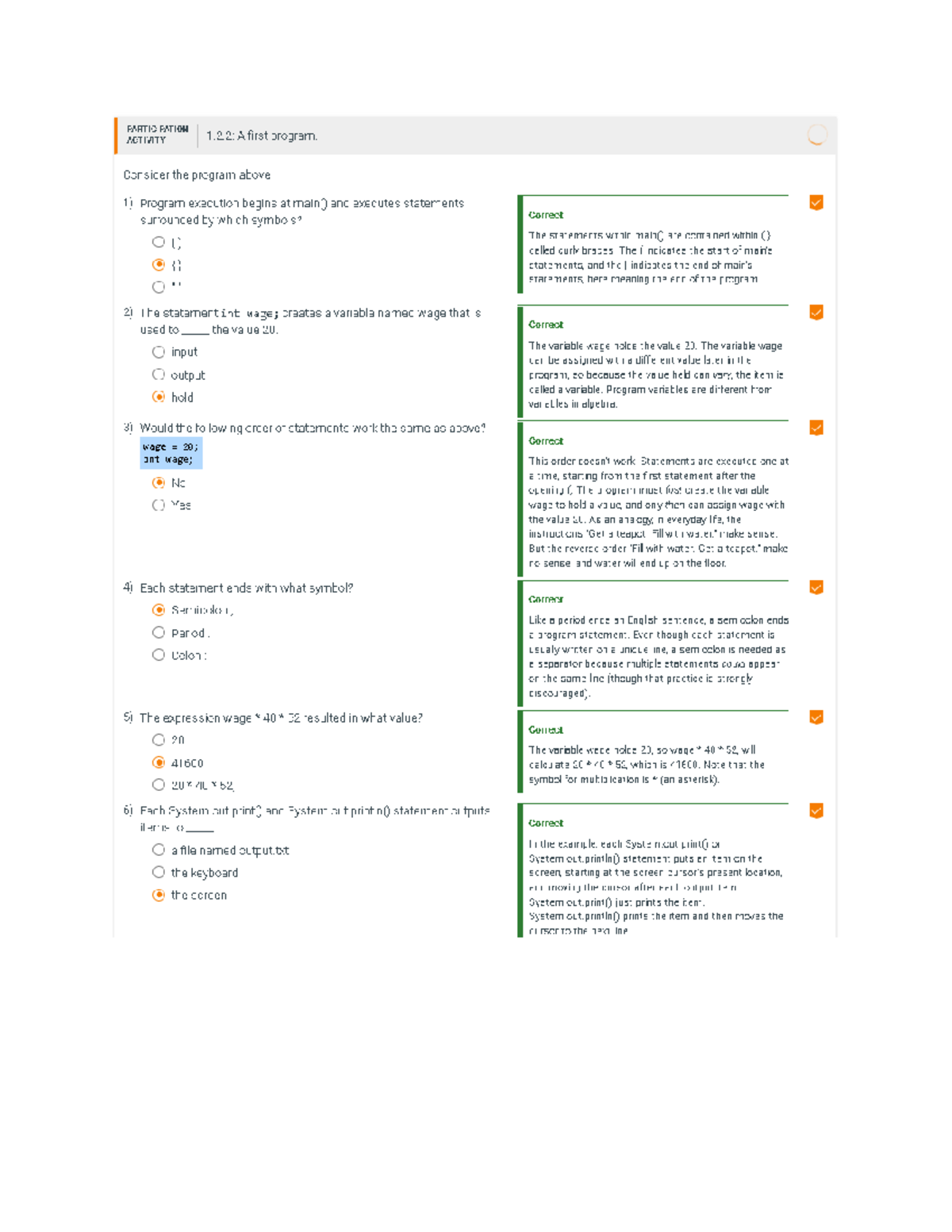 1.2.2 A first program - in textbook assignment - PARTICIPATION ACTIVITY ...