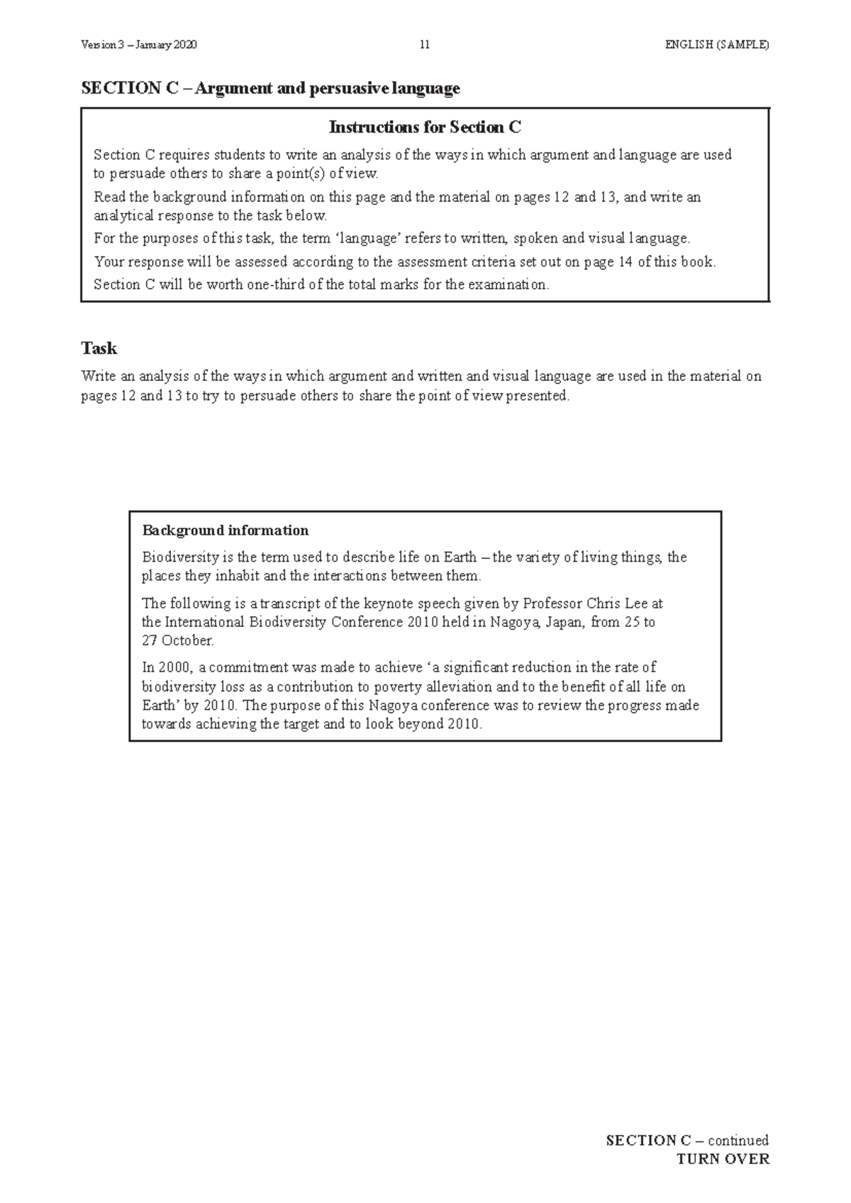 VCAA 2020 Sample Exam Section C Article - Version 3 – January 2020 11 ...