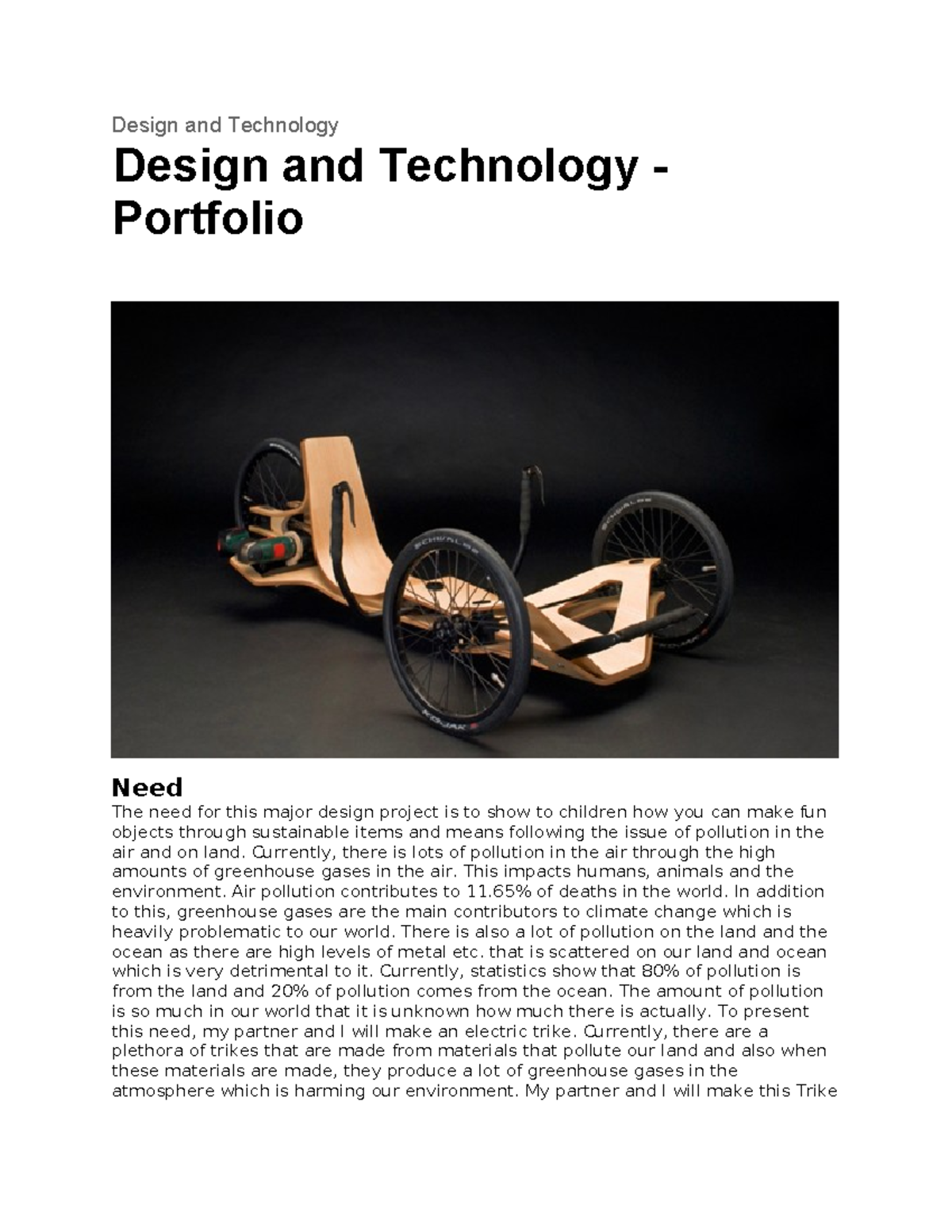 Design and Technology - Needs and Target Market examplar. - Design and ...