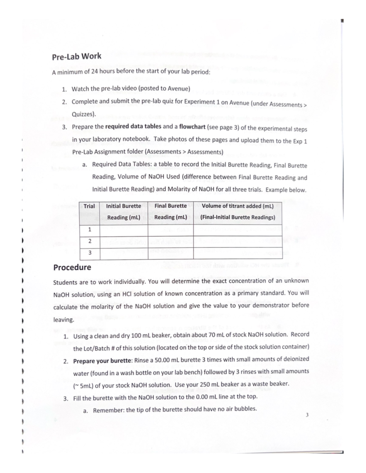 Pre-Lab Work - Pre lab workbook access - CHEM110 - Studocu