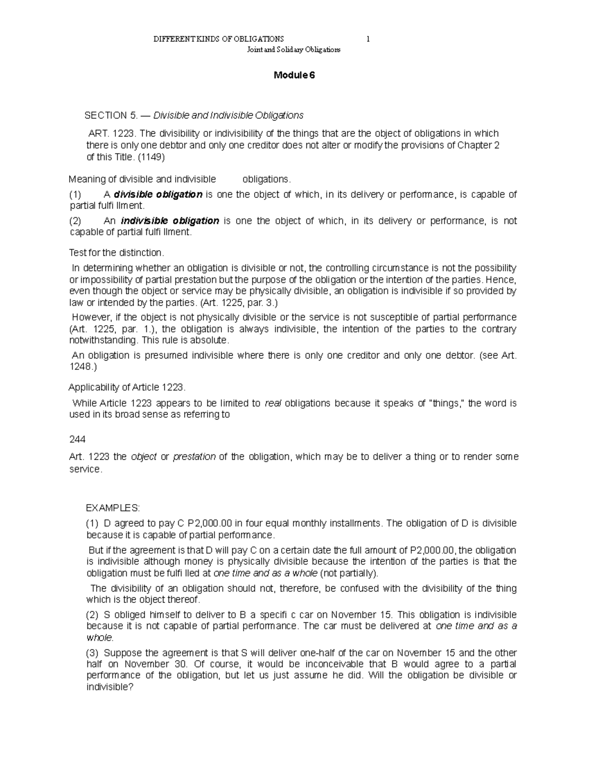 Module 6 Law on Obligations and Contracts - DIFFERENT KINDS OF ...