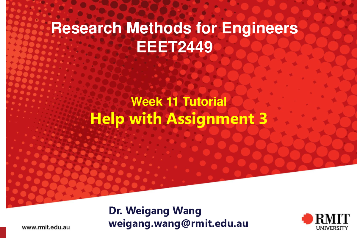 Week 11 Tutorial Help With Assignment 3 Wg 2 Rmit University©cqli2021rmit University©2012