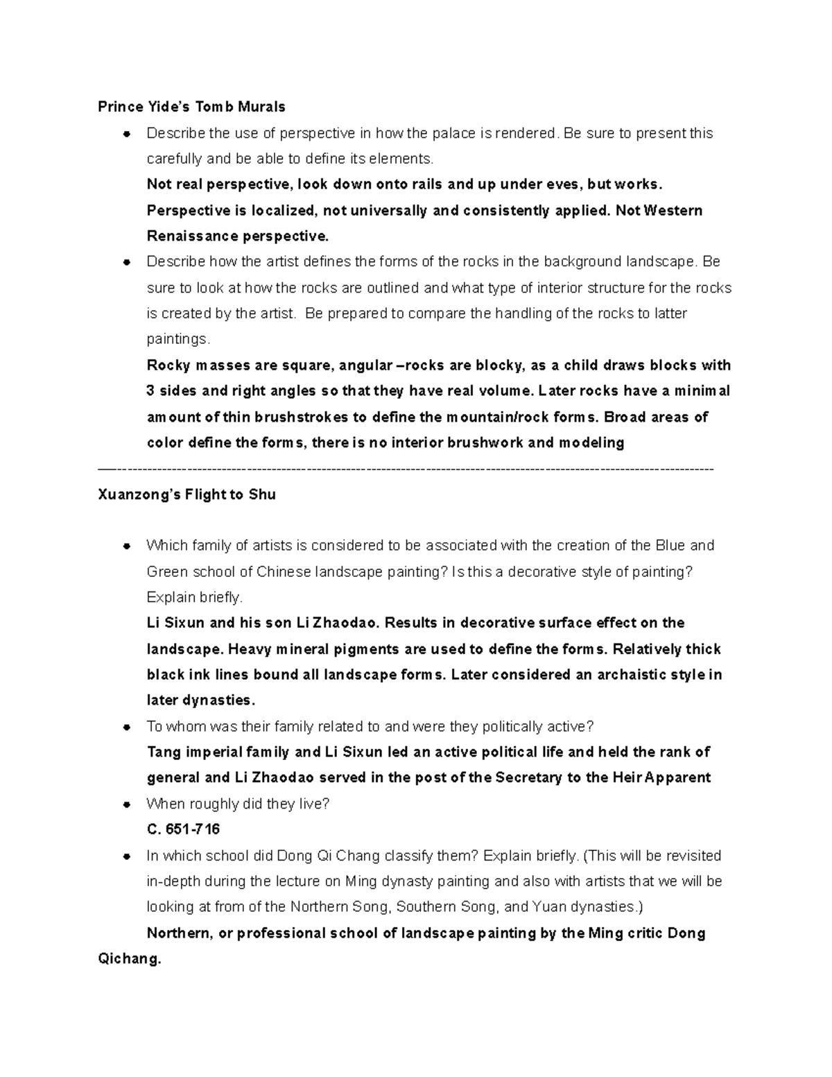 ART Exam 2 Study Guide-2 - Prince Yide’s Tomb Murals Describe the use ...