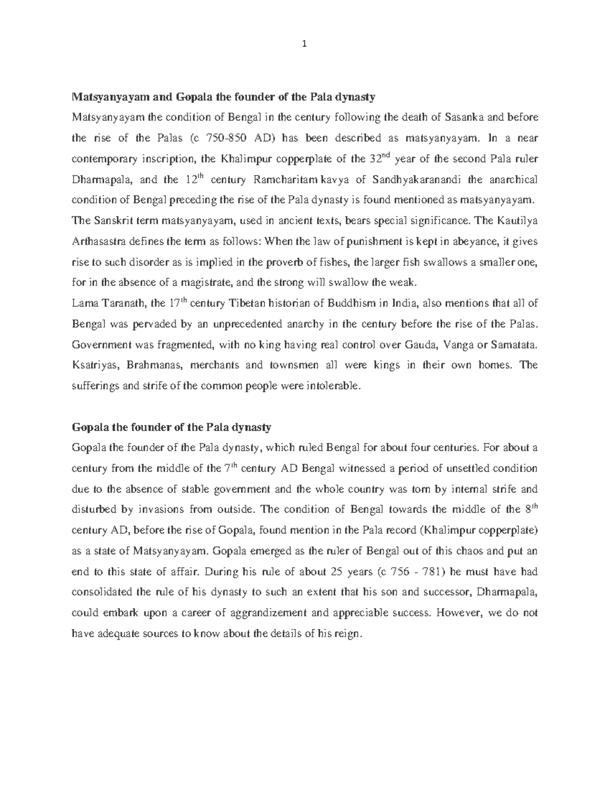 Gopala the Pala King - Summary Bangladesh History and Culture - 1 ...