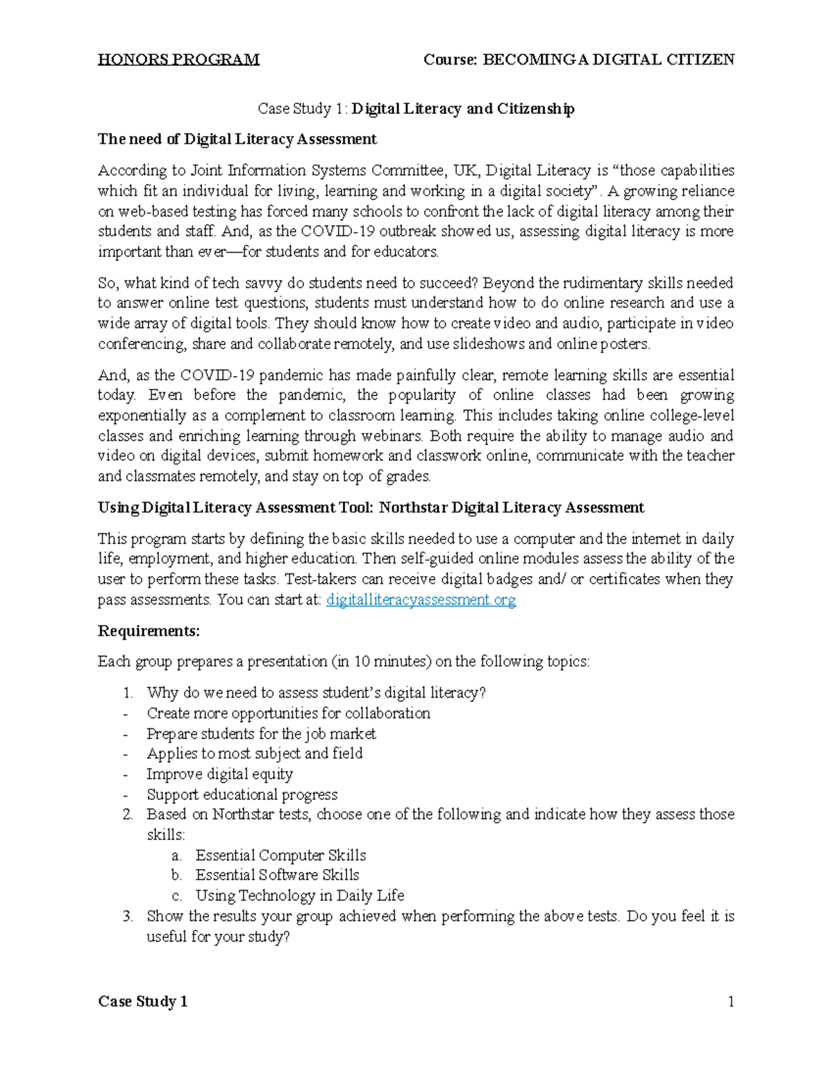 CS1 Digital-Literacy-and-Citizenship - HONORS PROGRAM Course: BECOMING ...