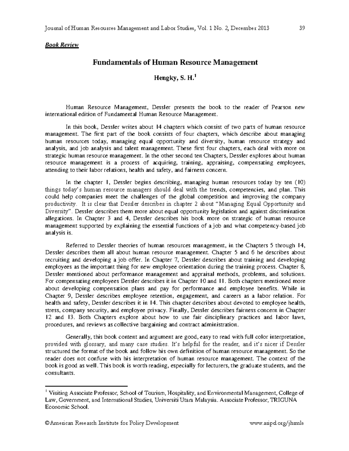Fundamentals of Human Resource Managemen - Journal of Human Resources ...