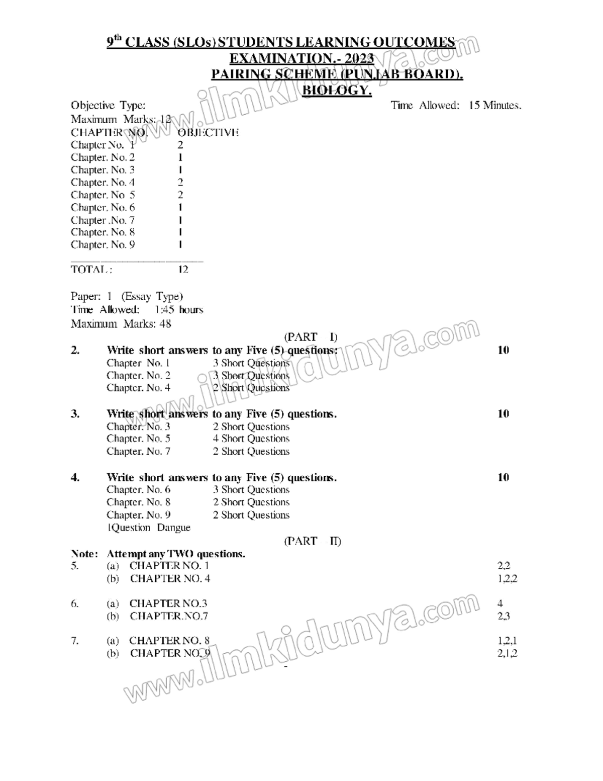 9th class biology scheme 2023 - introduction to cell biology - Studocu