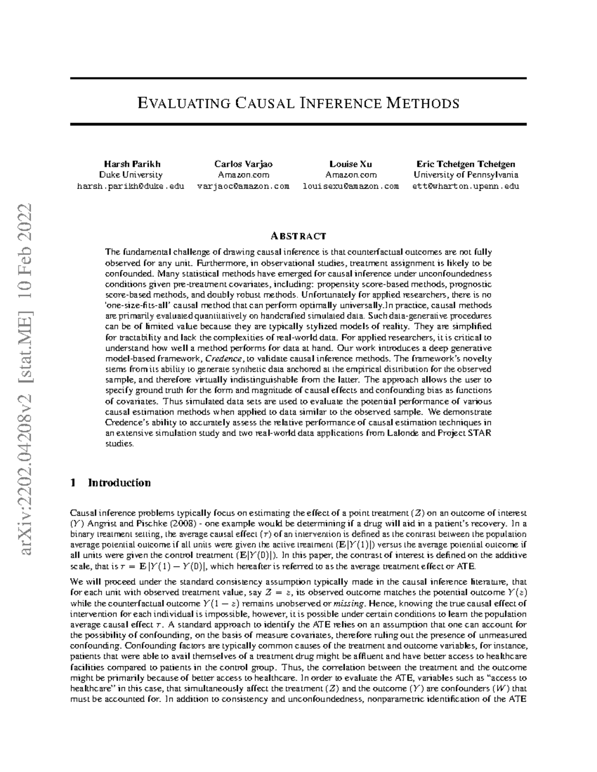Evaluating Causal Inference Methods - EVALUATING CAUSAL INFERENCE ...