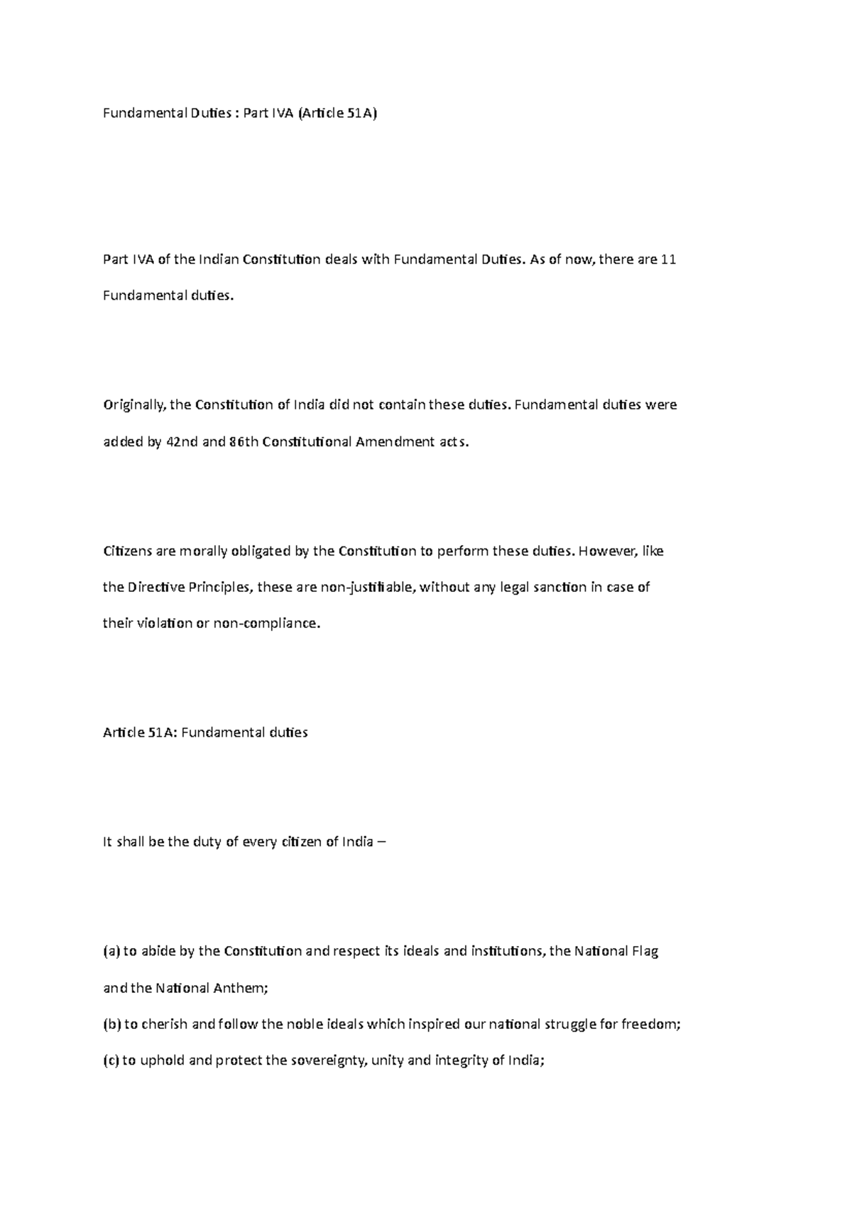 Fundamental Duties - As of now, there are 11 Fundamental duties ...