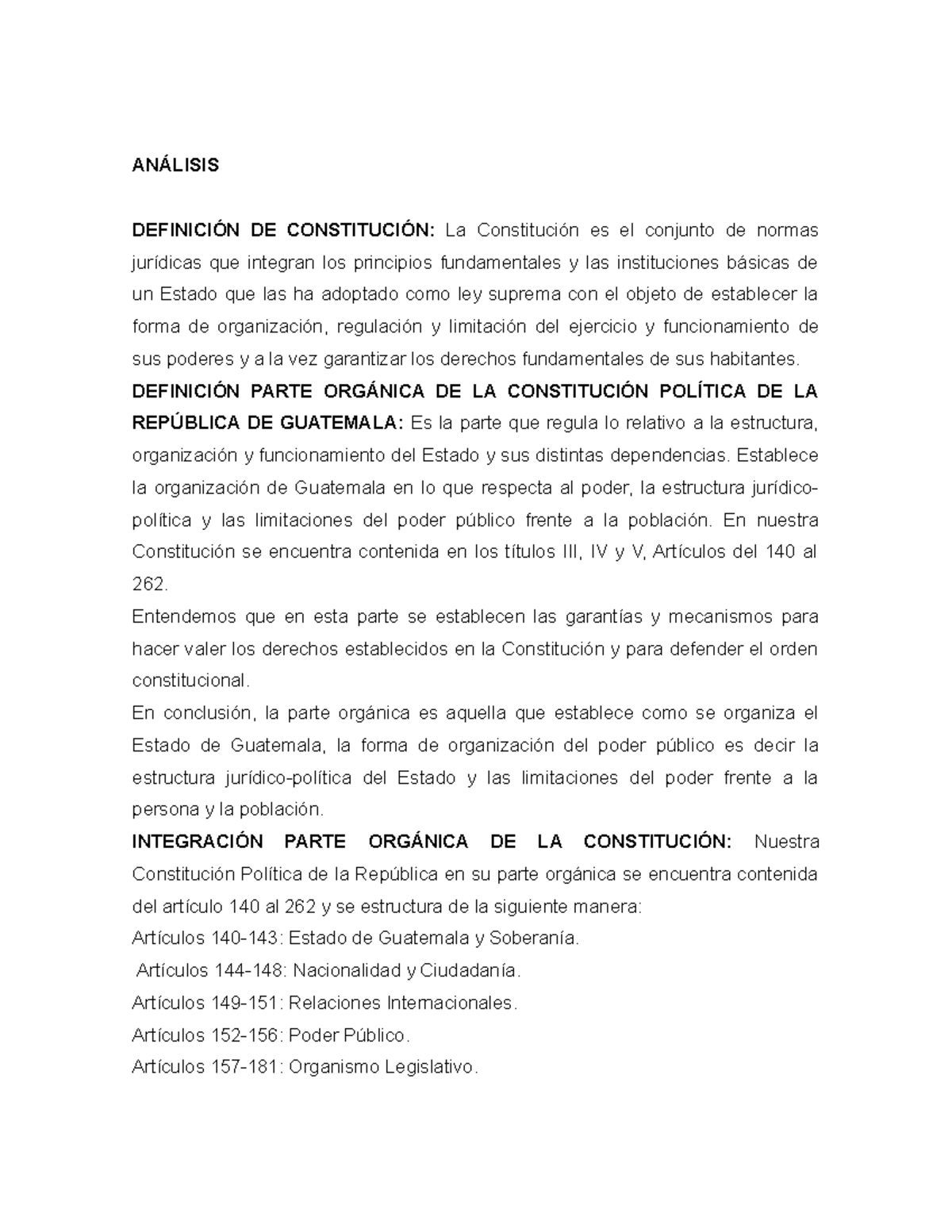 Análisis III - Definición de Constitución - ANÁLISIS DEFINICIÓN DE ...